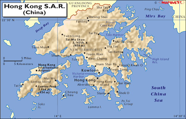 Hong Kong China Map