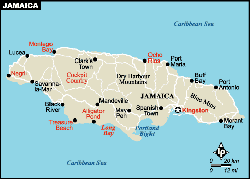 Regions Map of Jamaica