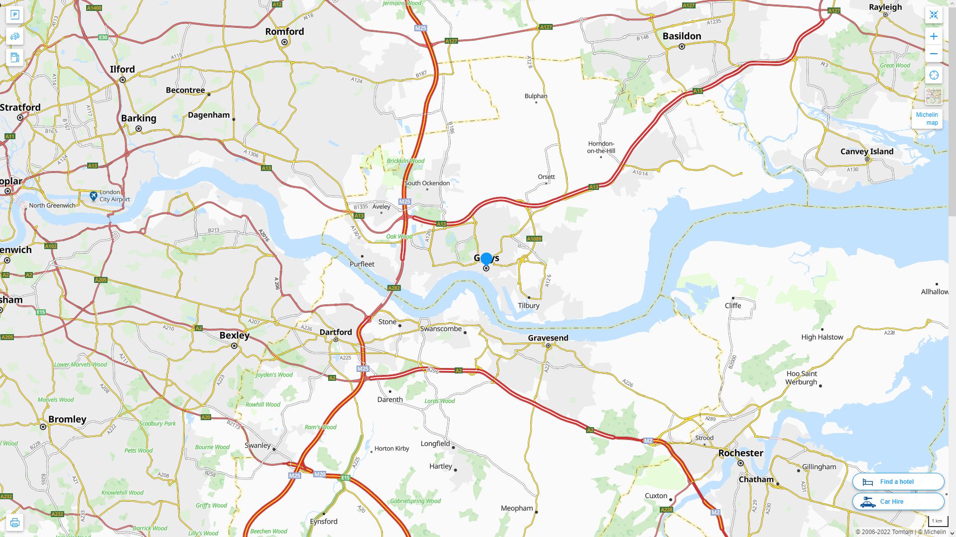 Grays Map - United Kingdom