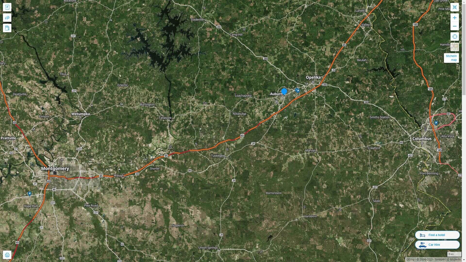 Auburn, Alabama Map