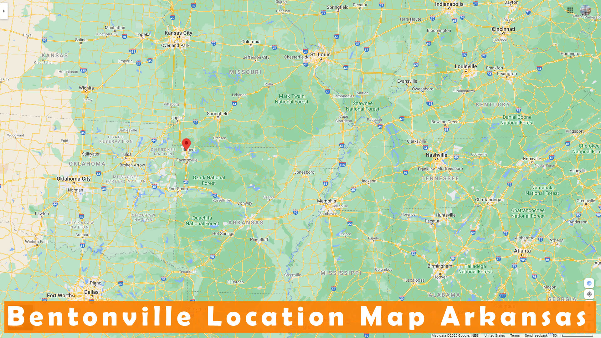 Bentonville, Arkansas Map