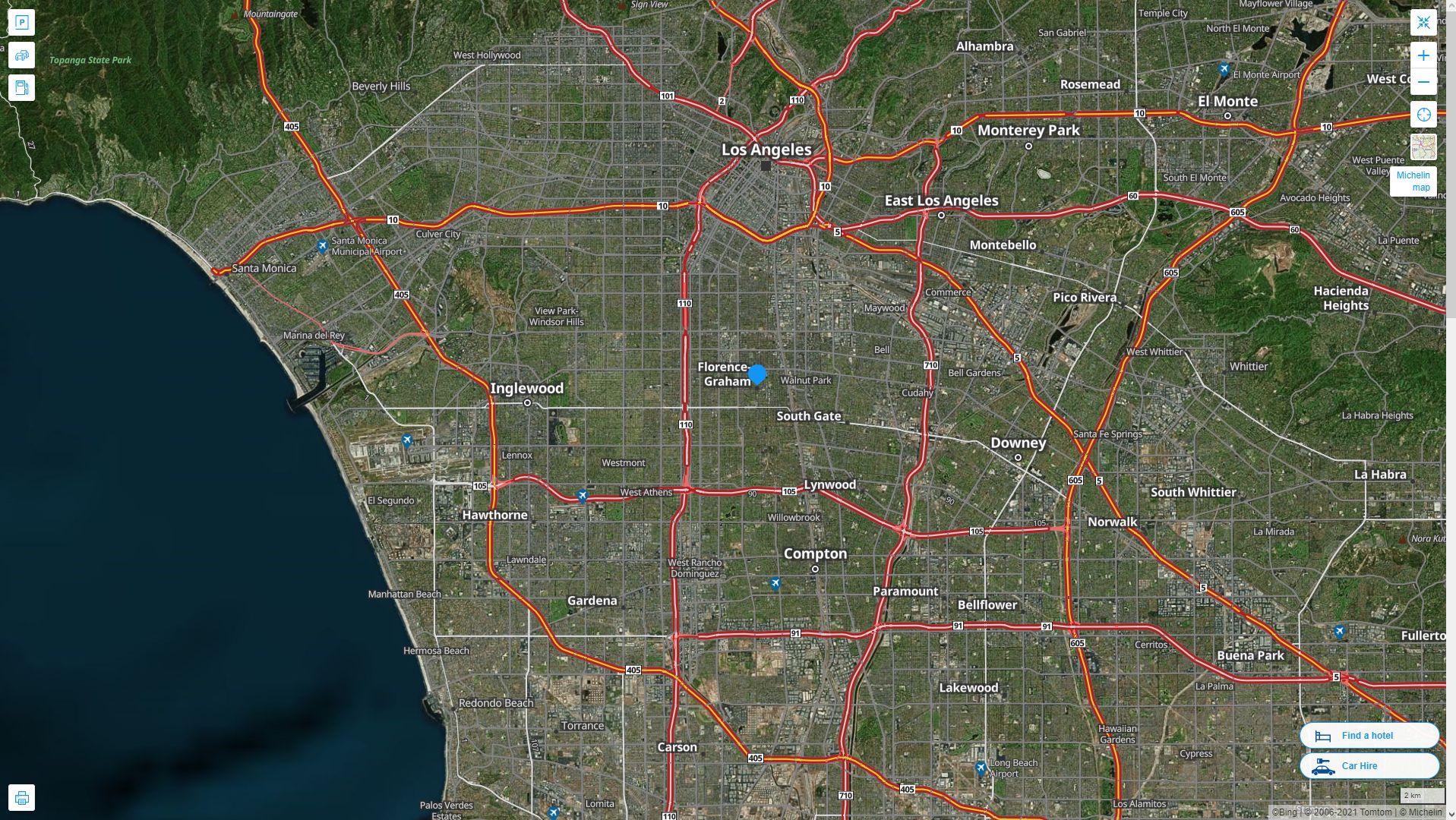 Florence Graham, California Map