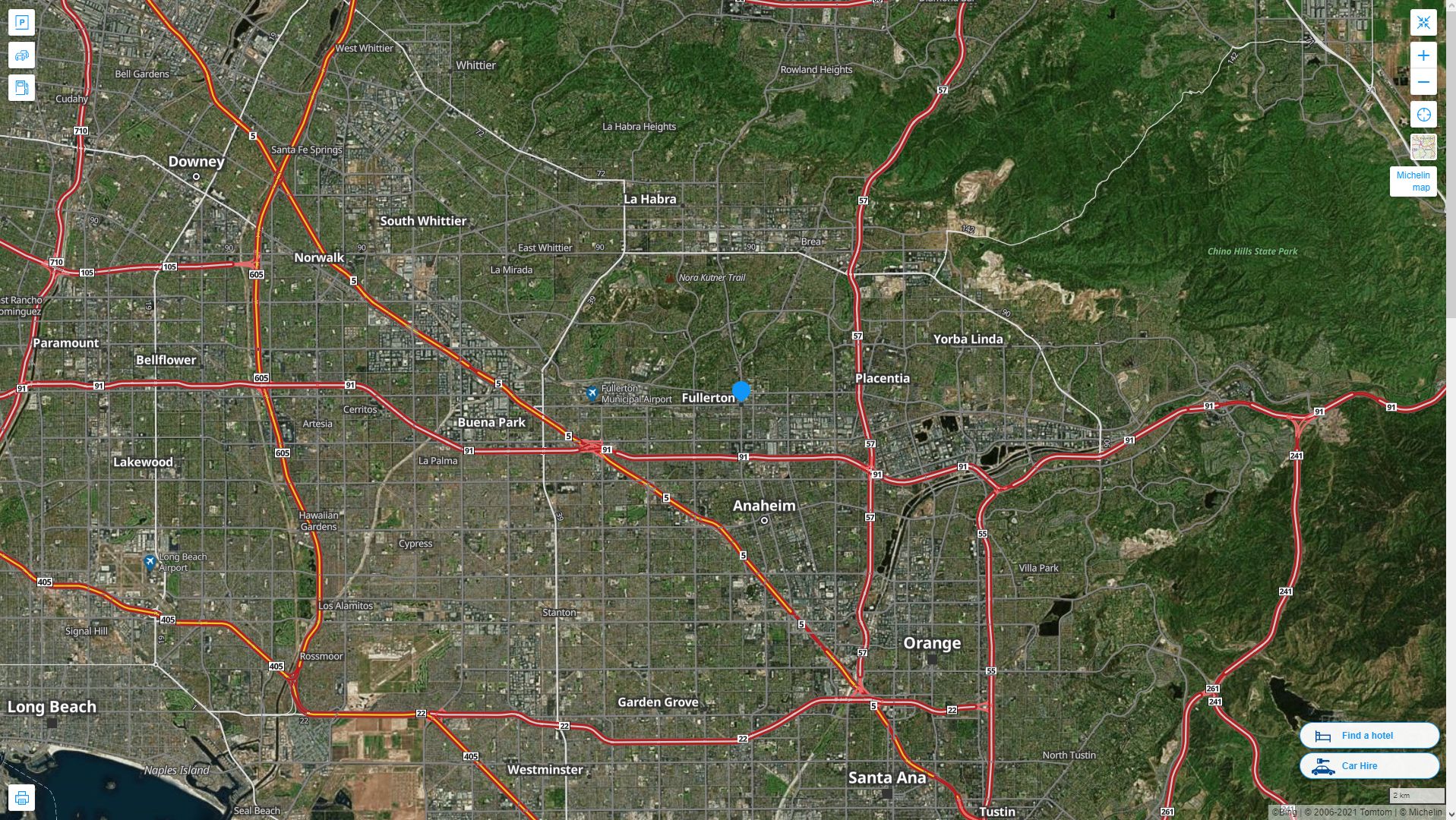 Fullerton, California Map