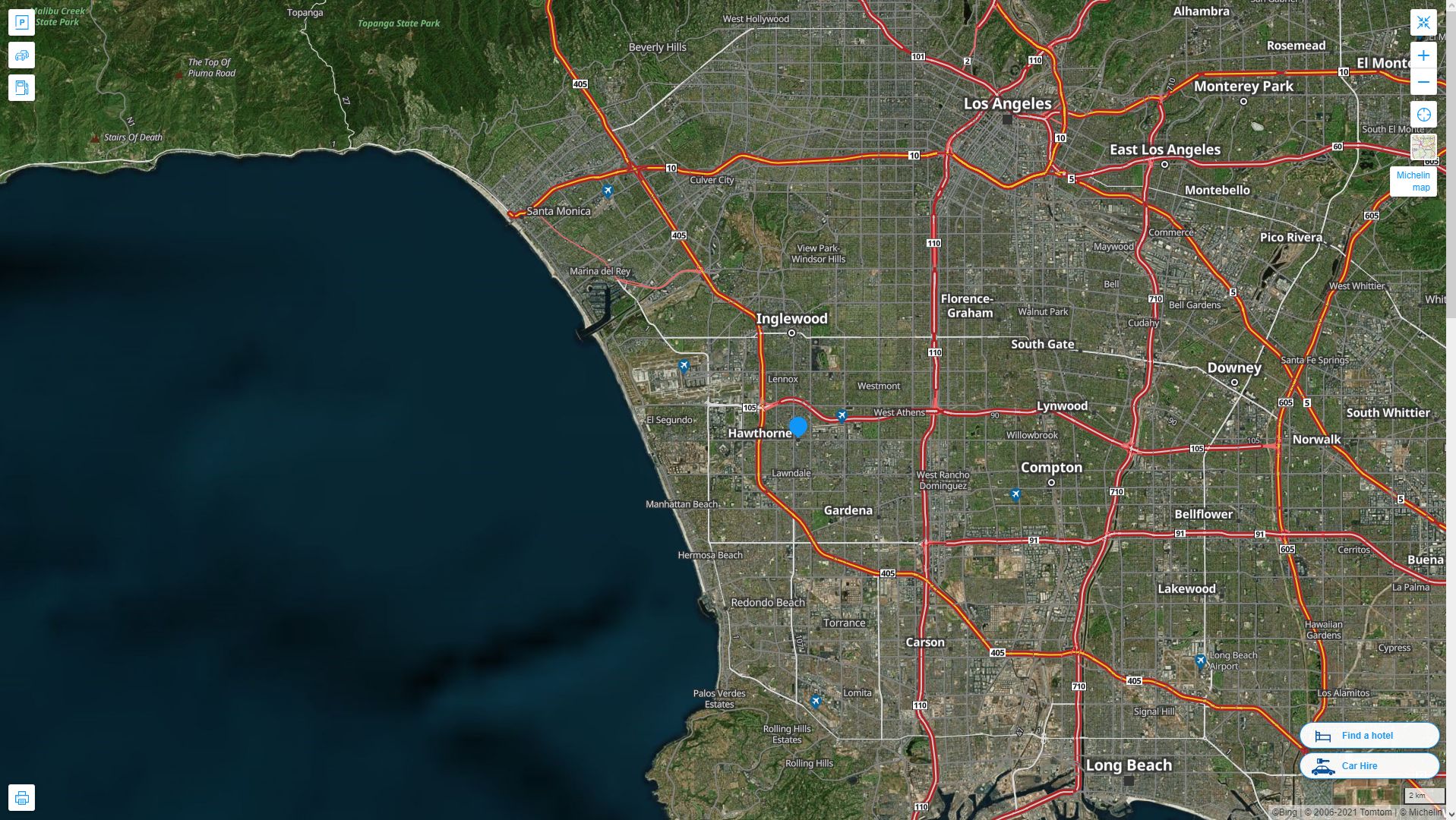 Hawthorne, California Map