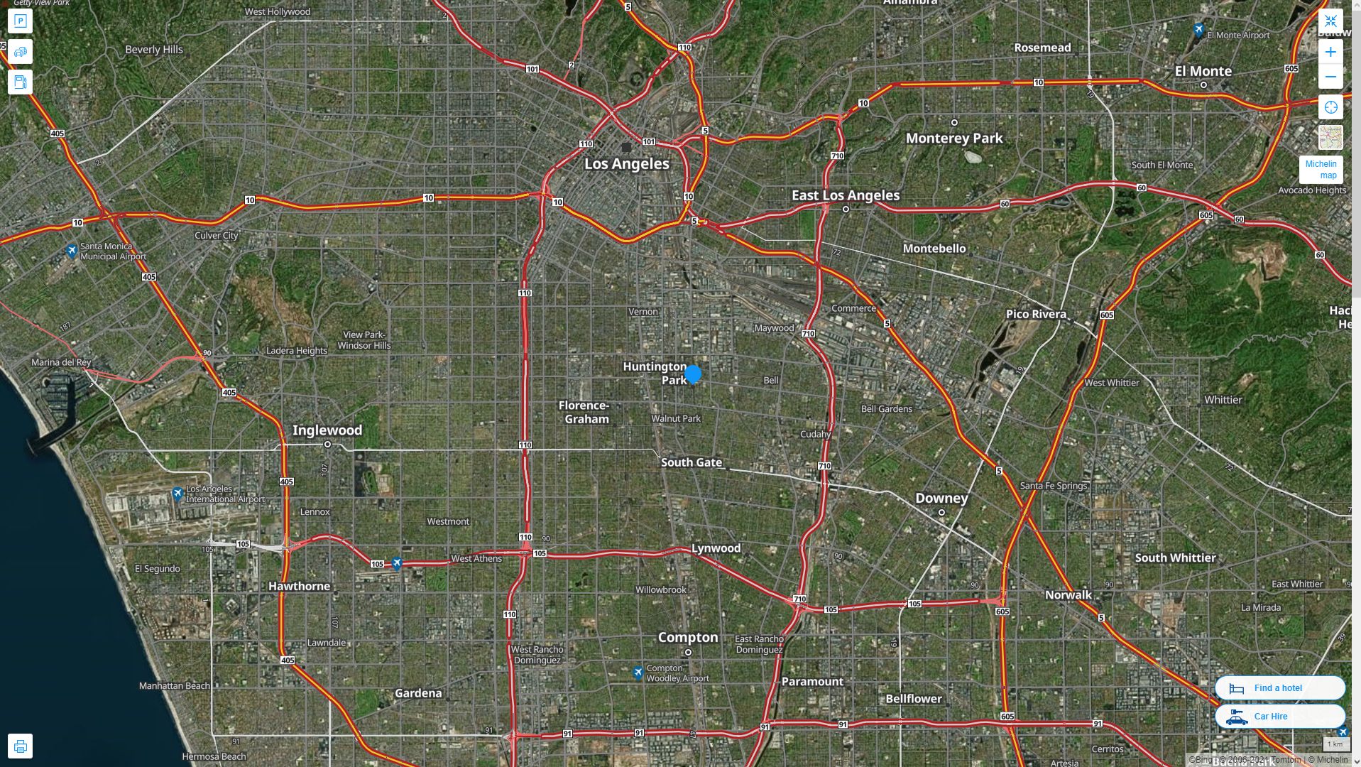 Huntington Park, California Map