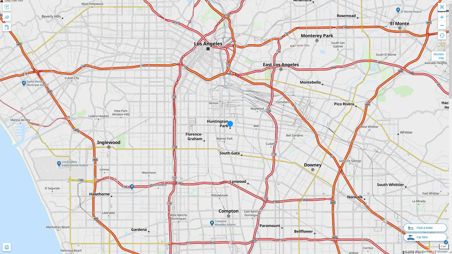 Huntington Park, California Map
