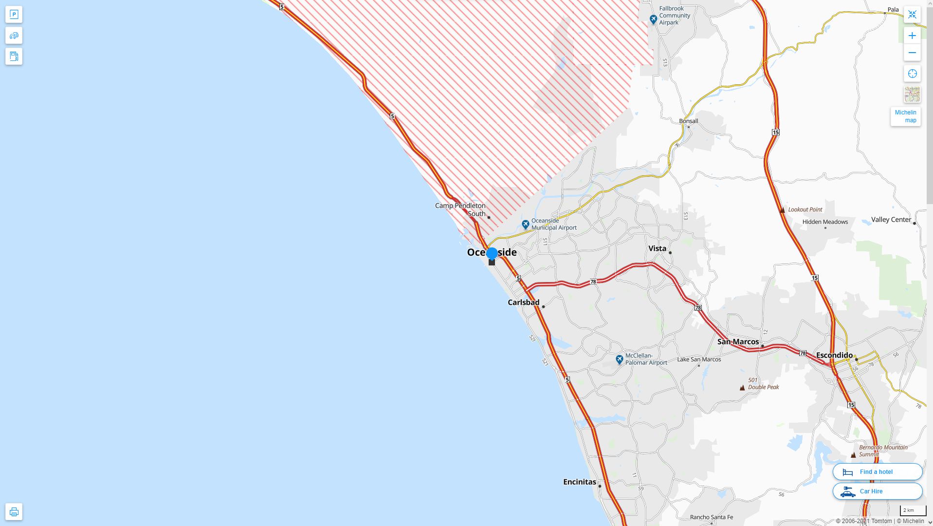 Oceanside, California Map