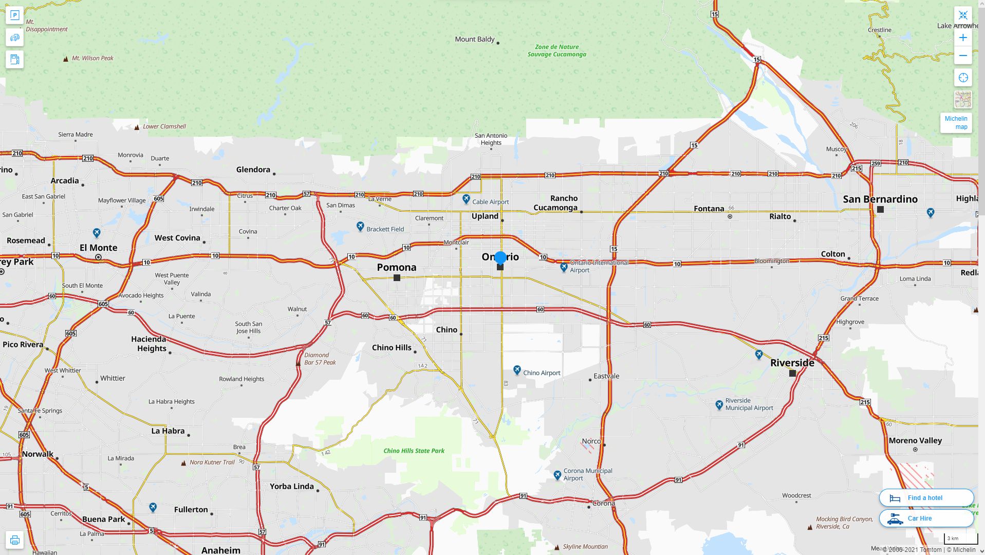 Ontario, California Map