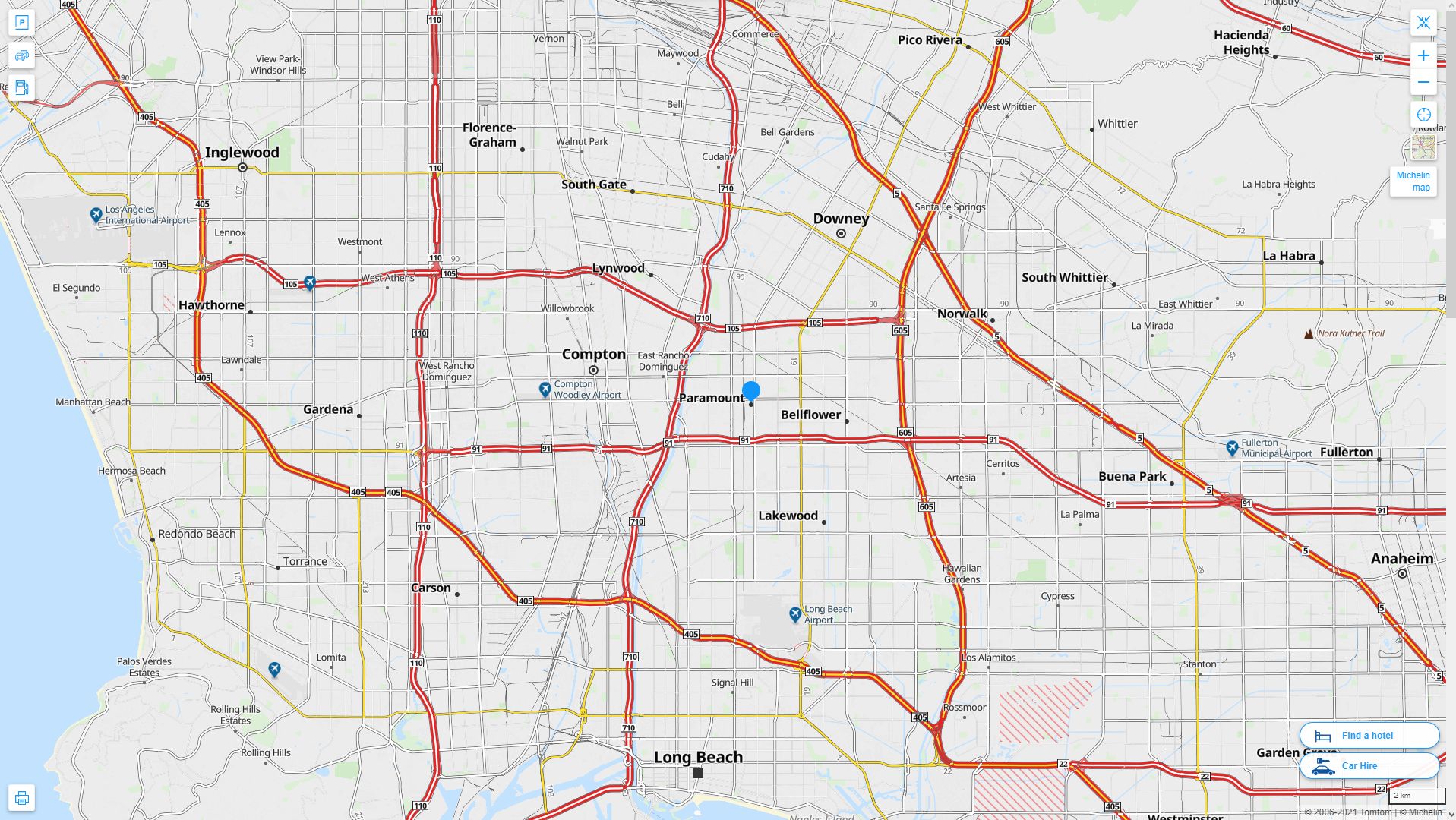 Paramount California Map - United States