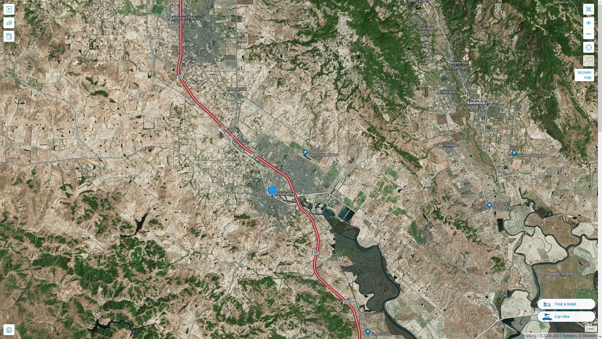 Petaluma, California Map