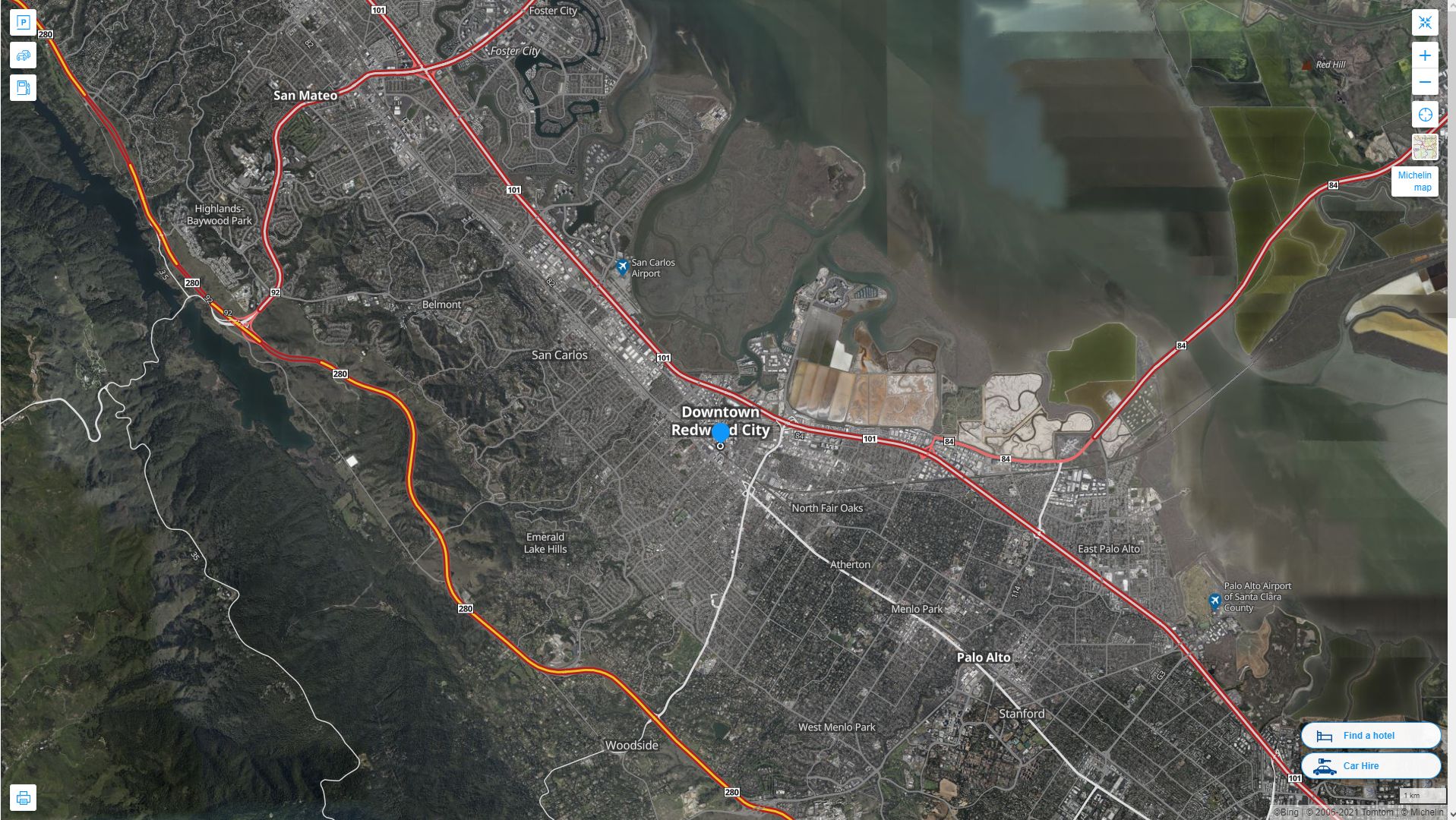 Redwood City, California Map