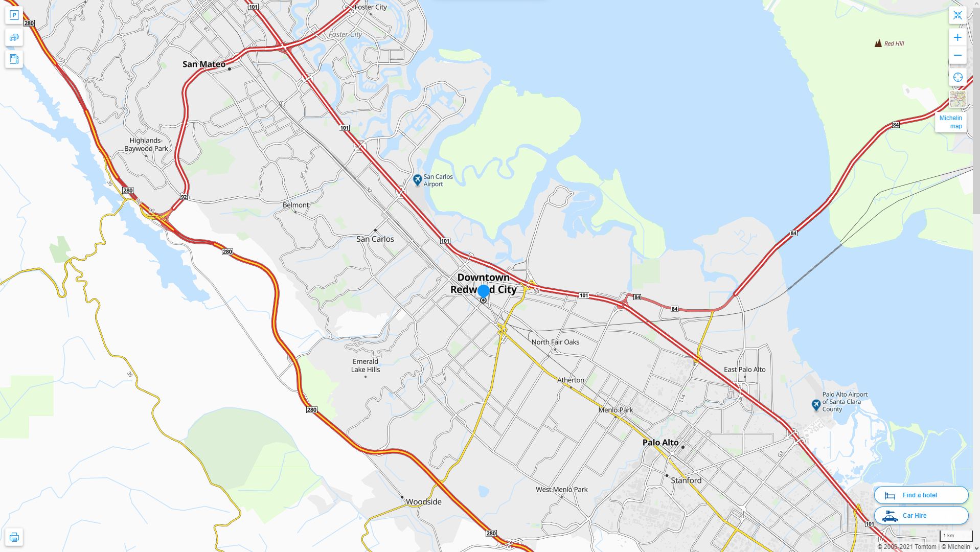 Redwood City, California Map