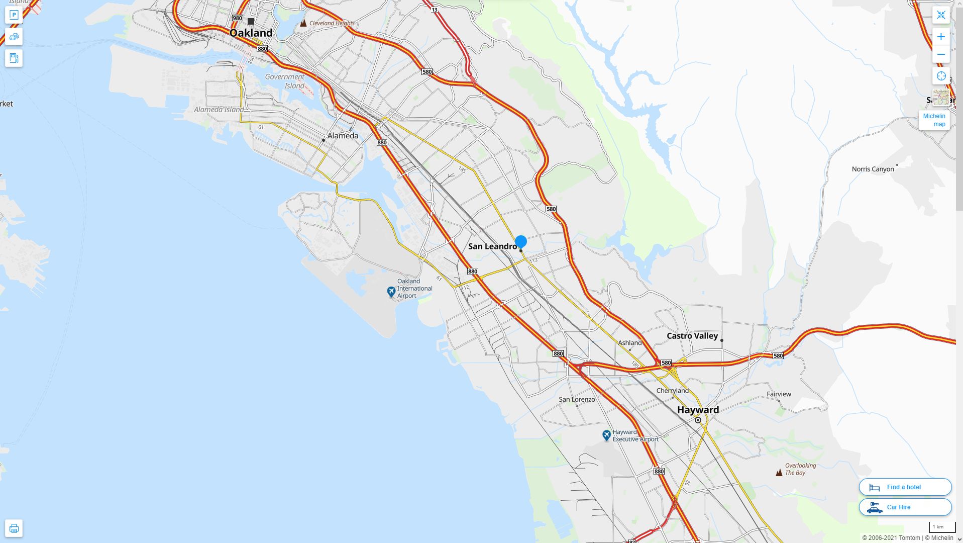 San Leandro, California Map