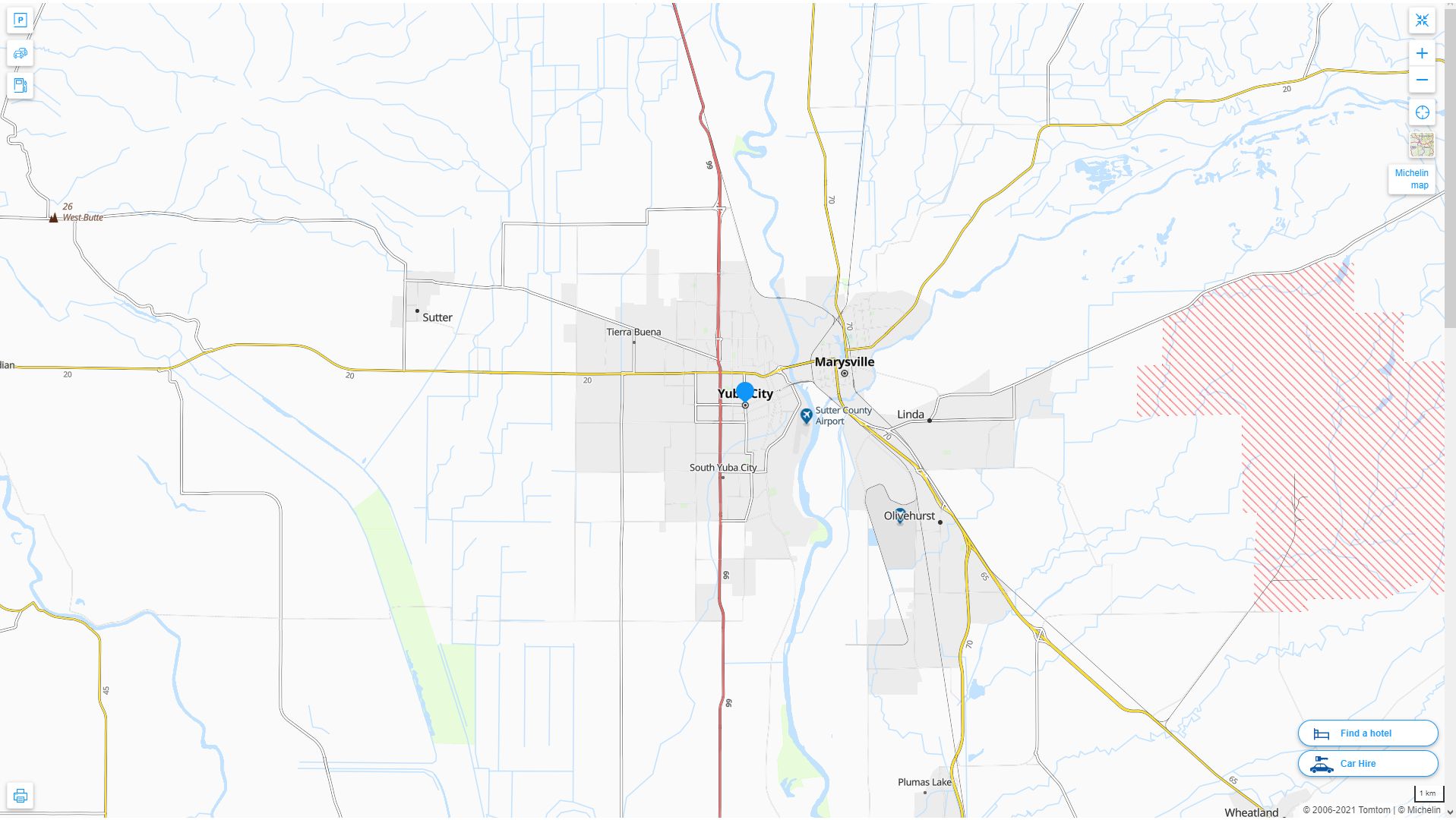 Yuba City, California Map