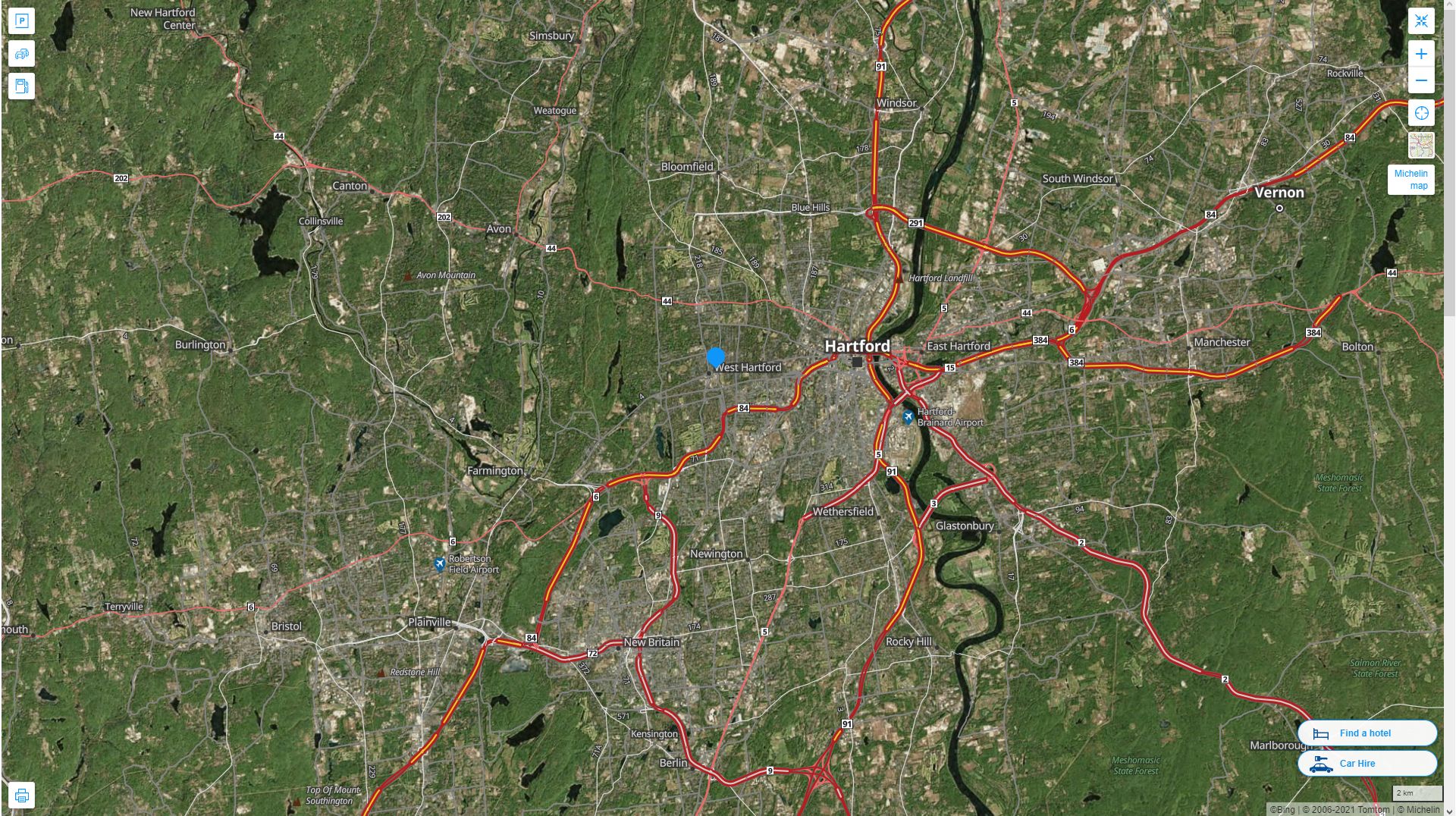 West Hartford, Connecticut Map