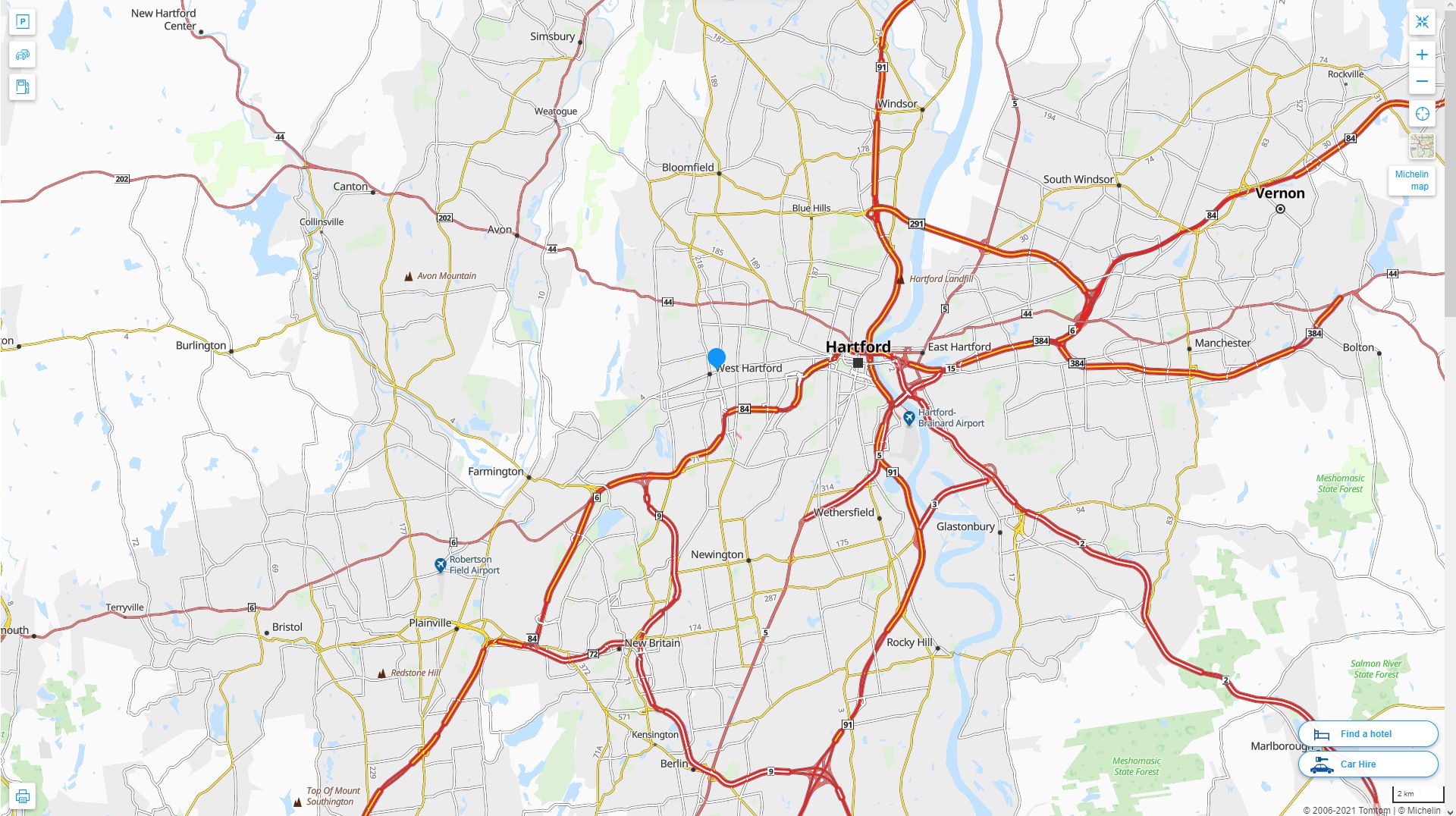 West Hartford, Connecticut Map