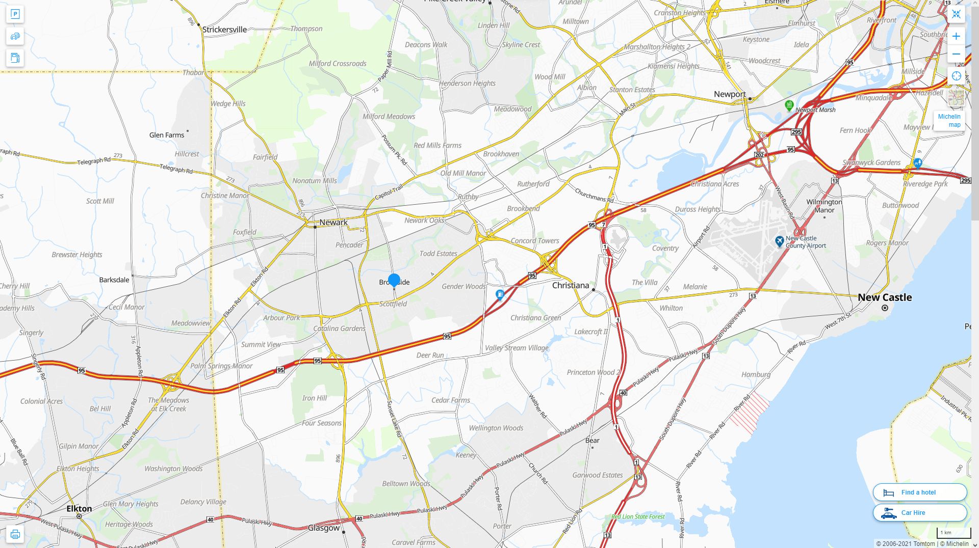 Brookside, Delaware Map