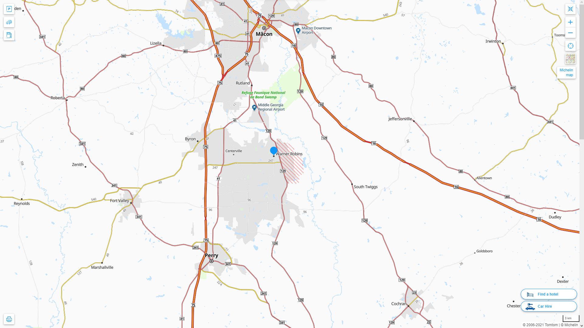 Warner Robins, Georgia Map