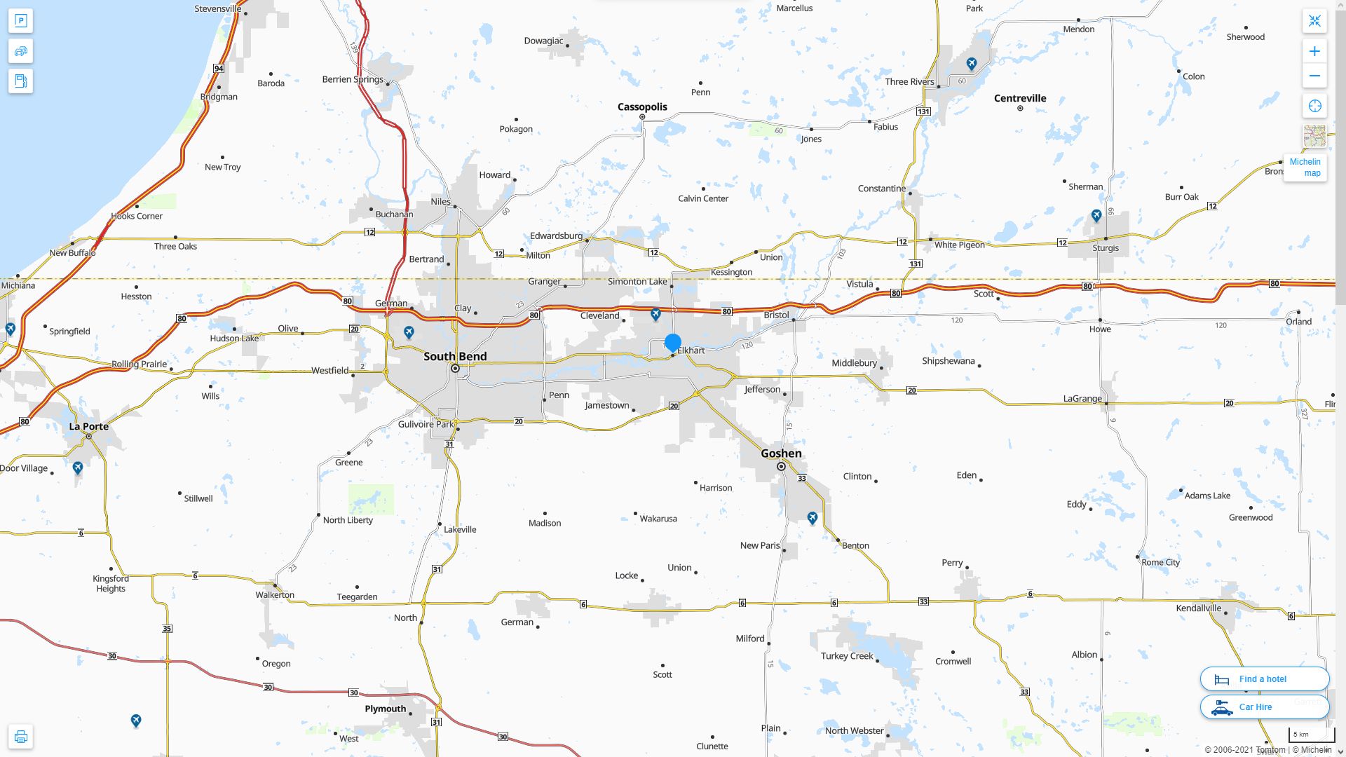 Elkhart, Indiana Map