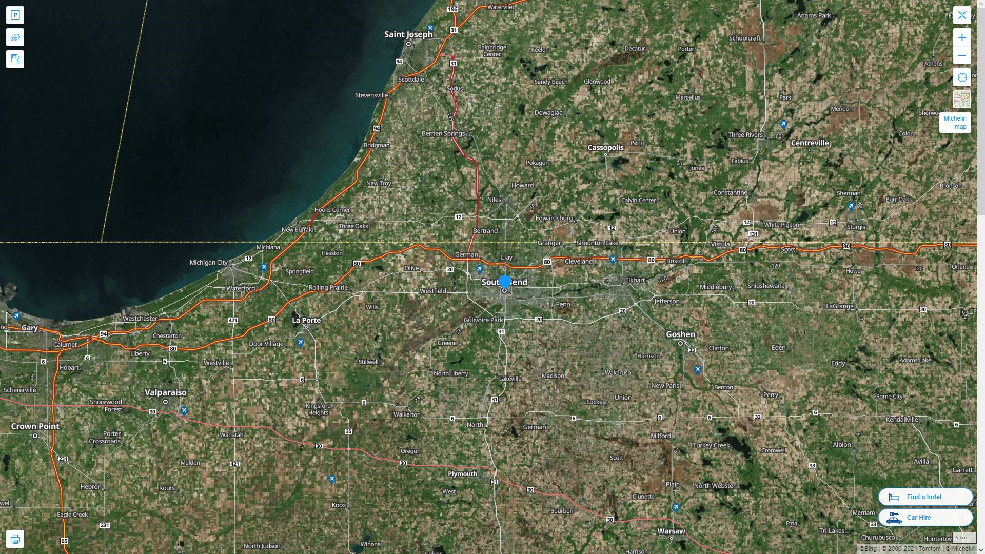 South Bend, Indiana Map