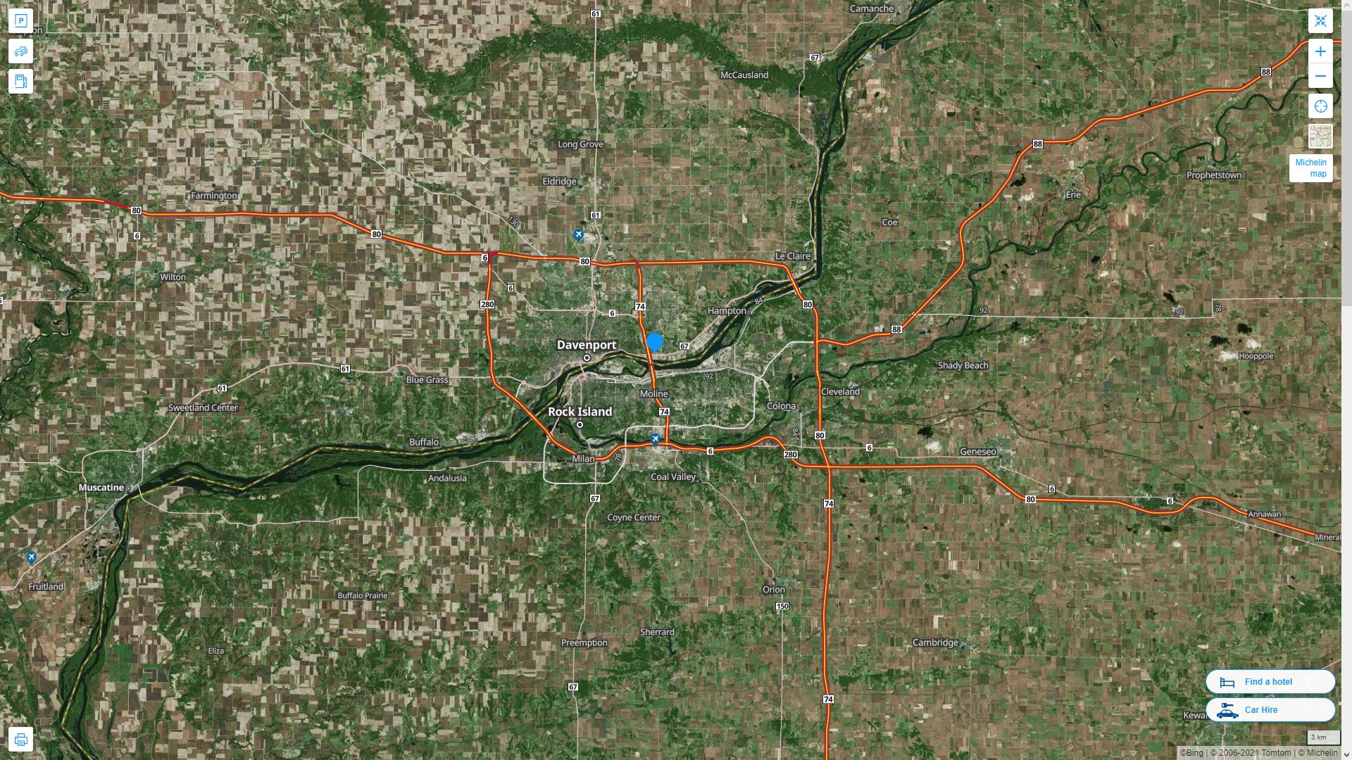 Bettendorf, Iowa Map