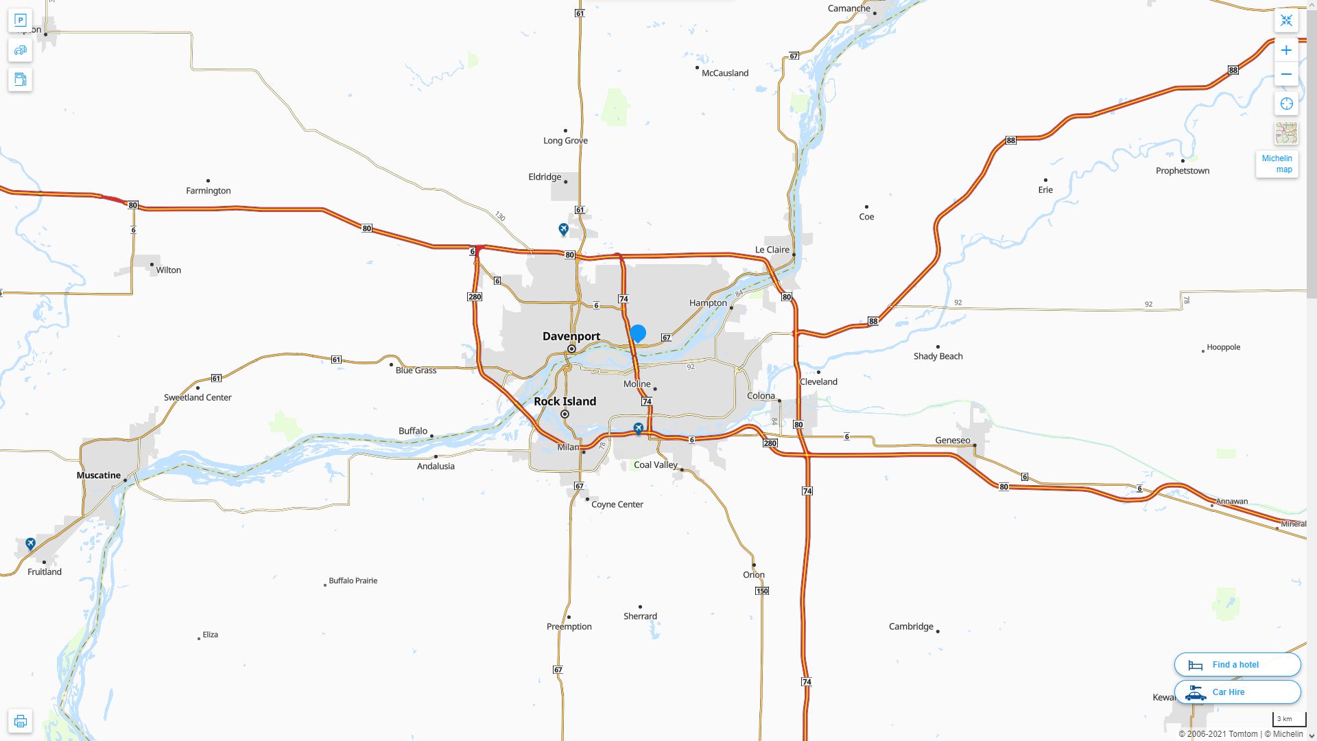 Bettendorf, Iowa Map