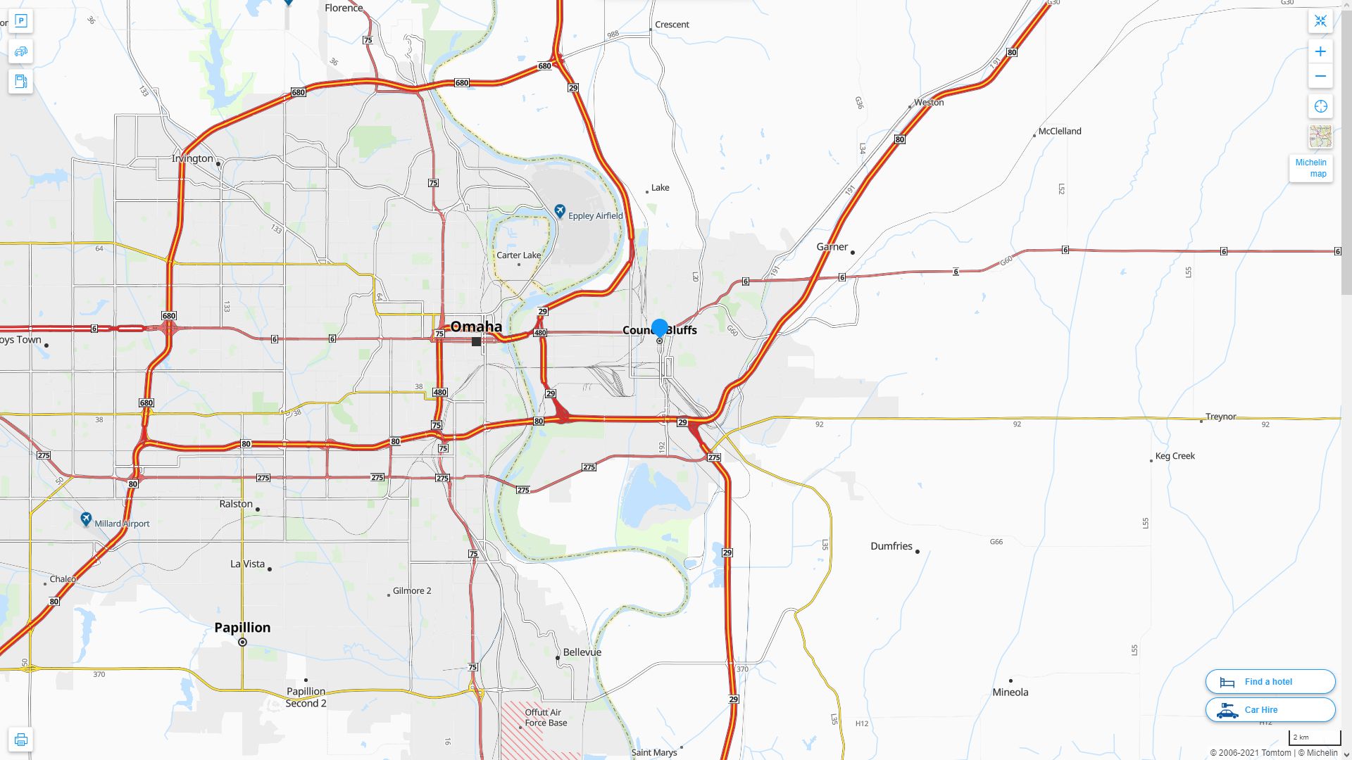 Council Bluffs, Iowa Map