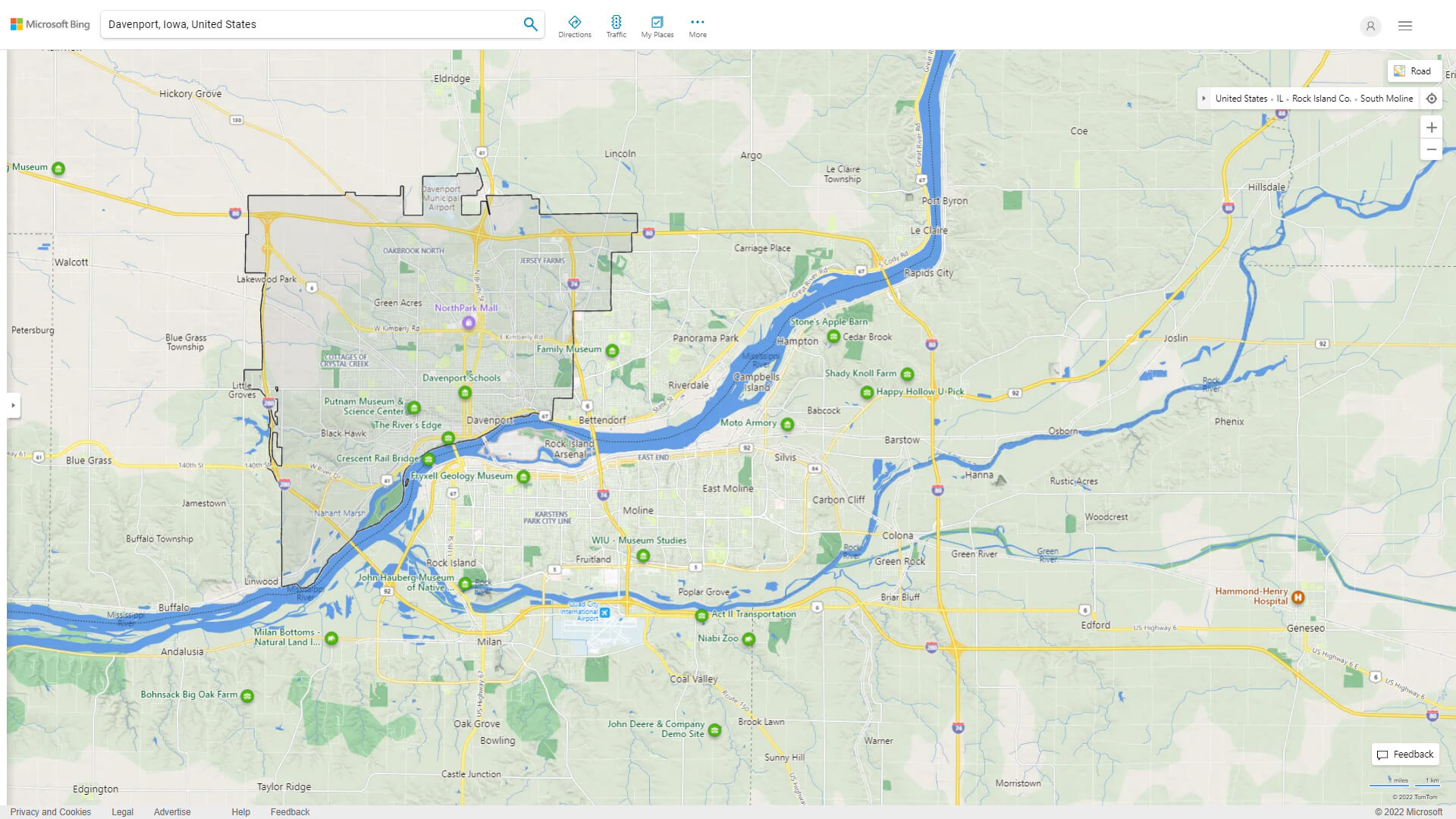 Davenport iowa Map - United States