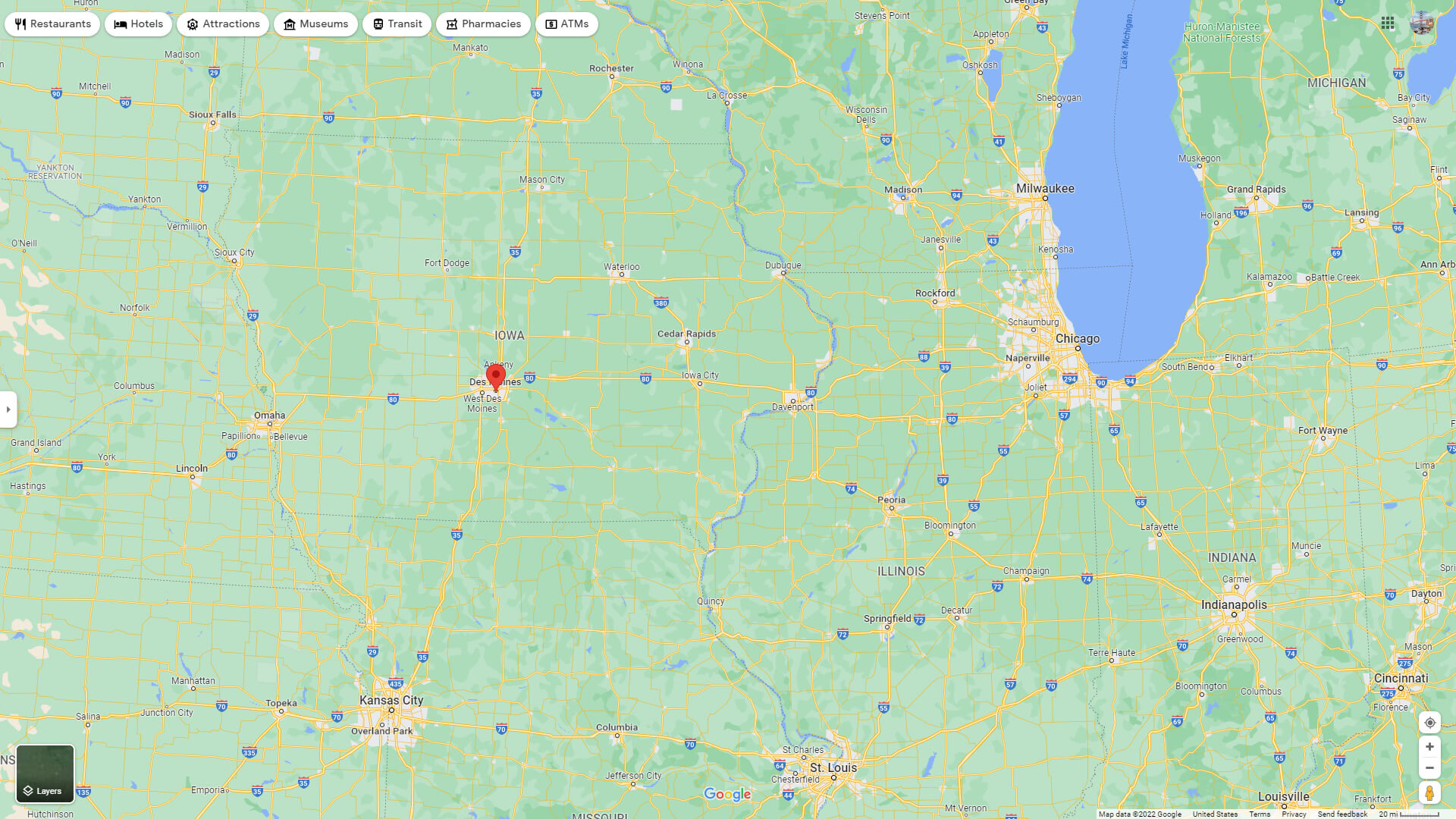 Des Moines, Iowa Map