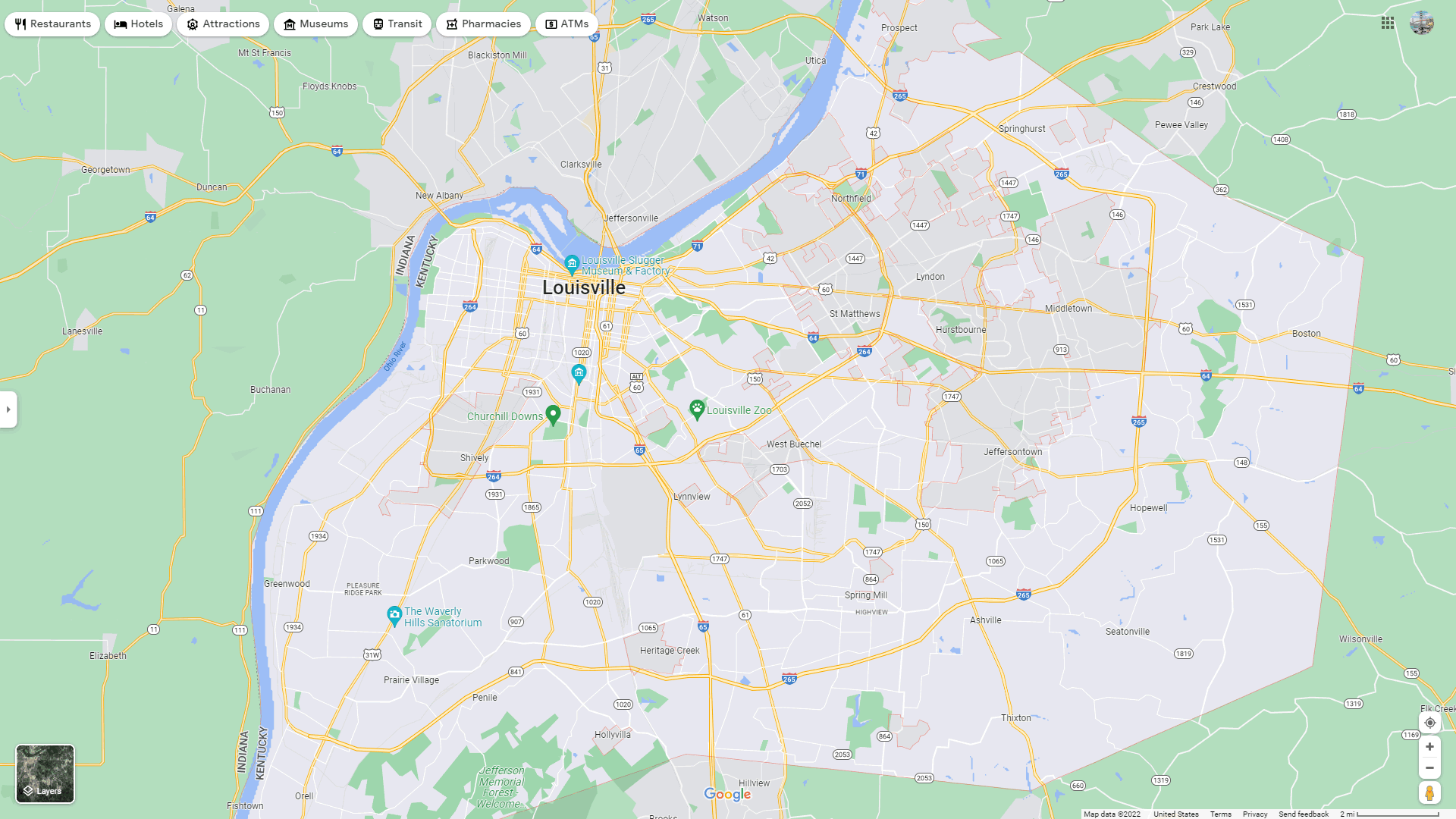 Louisville, Kentucky Map