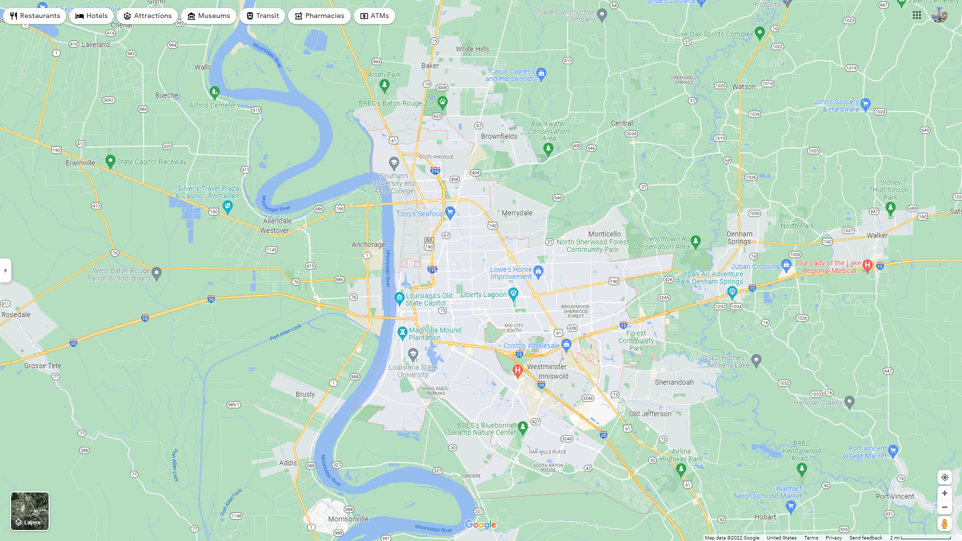 Baton Rouge, Louisiana Map