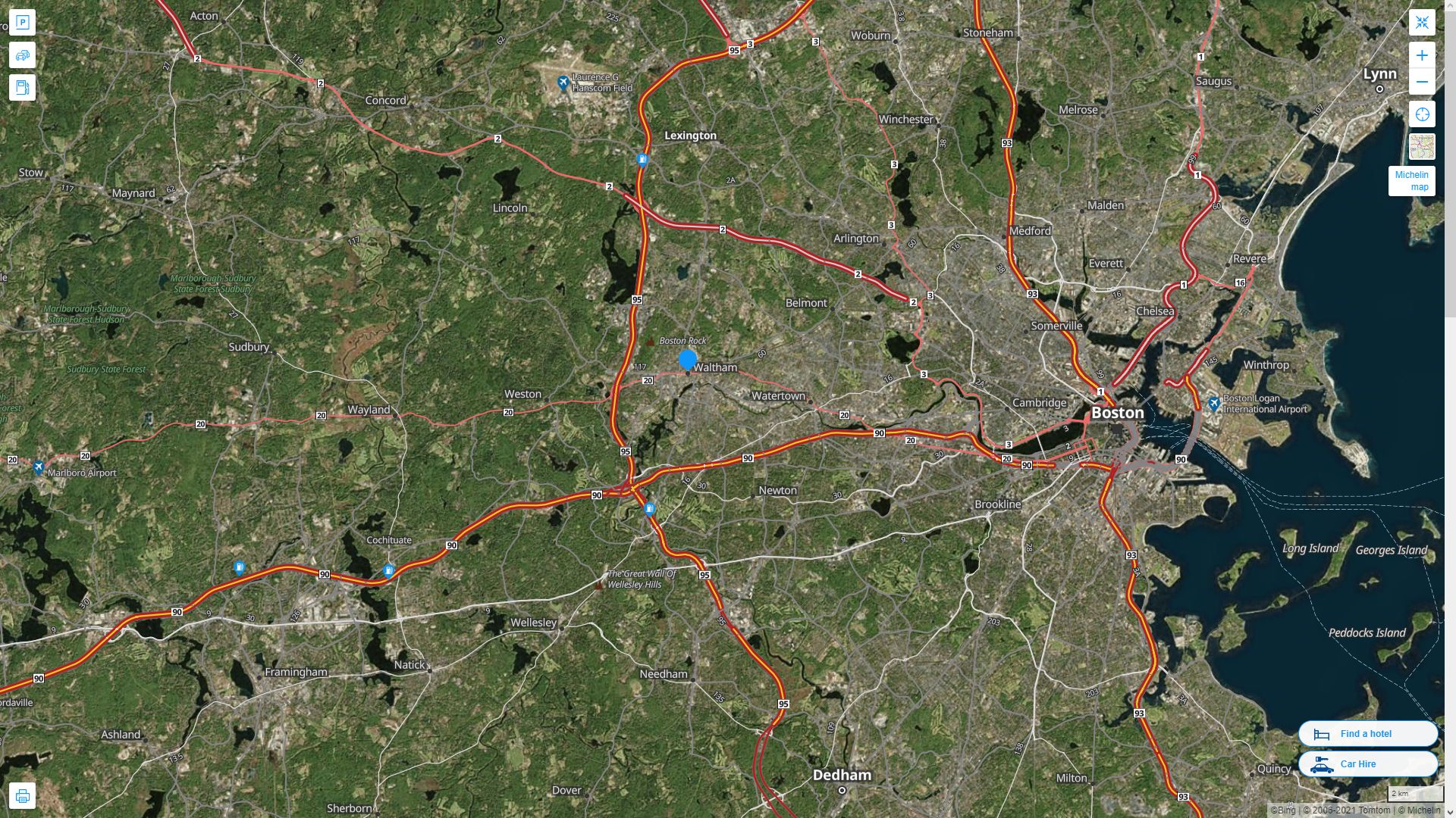 Waltham, Massachusetts Map