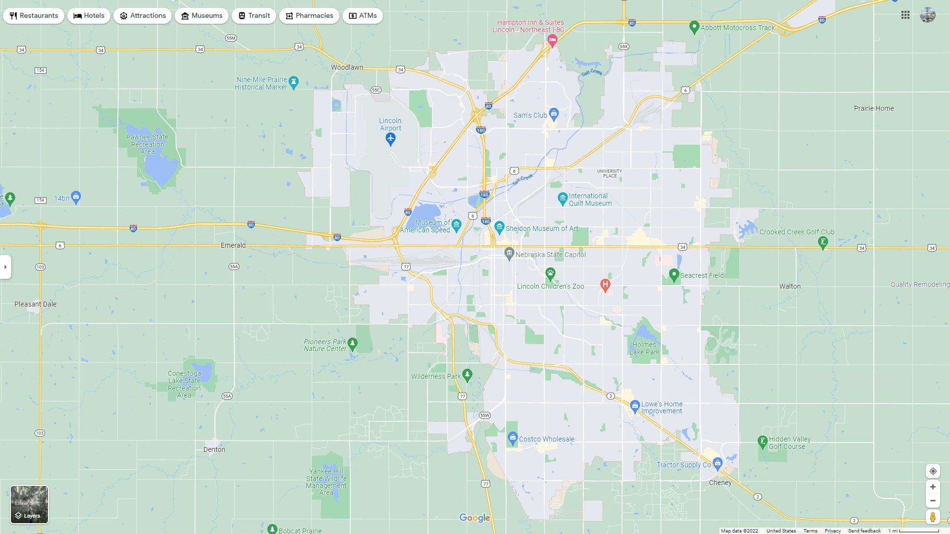 Lincoln, Nebraska Map