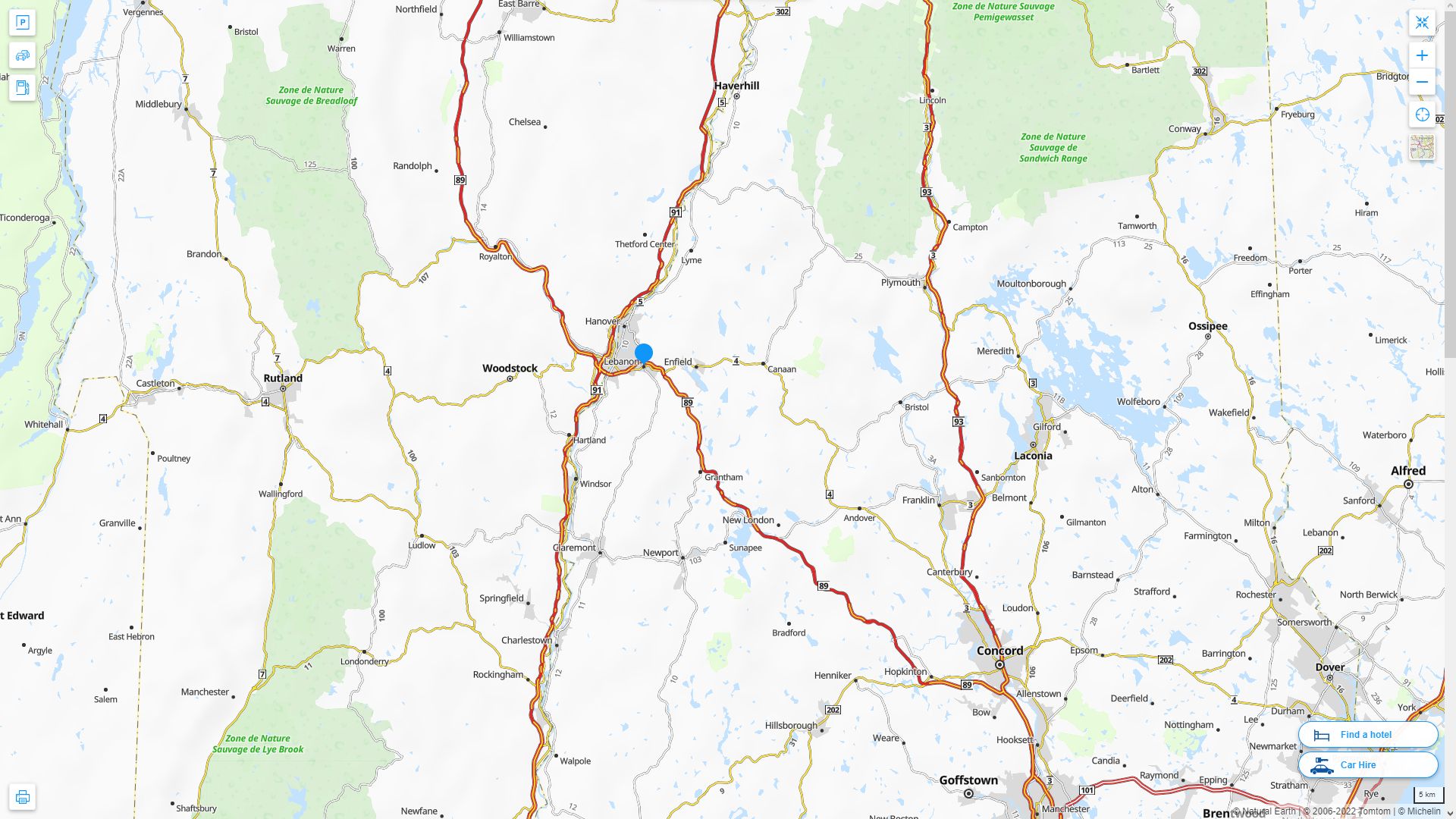 Lebanon, New Hampshire Map