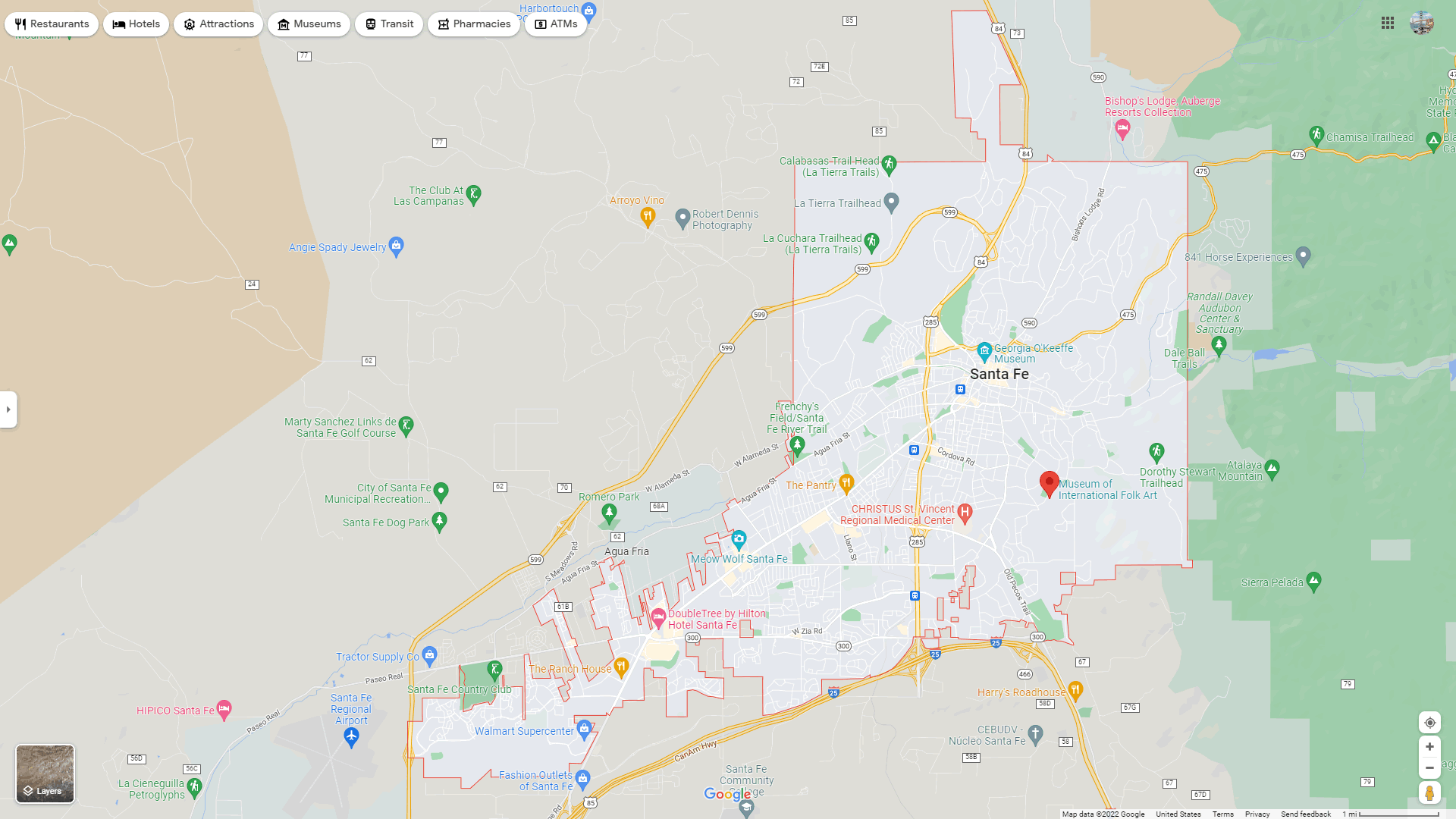 Santa Fe, New Mexico Map