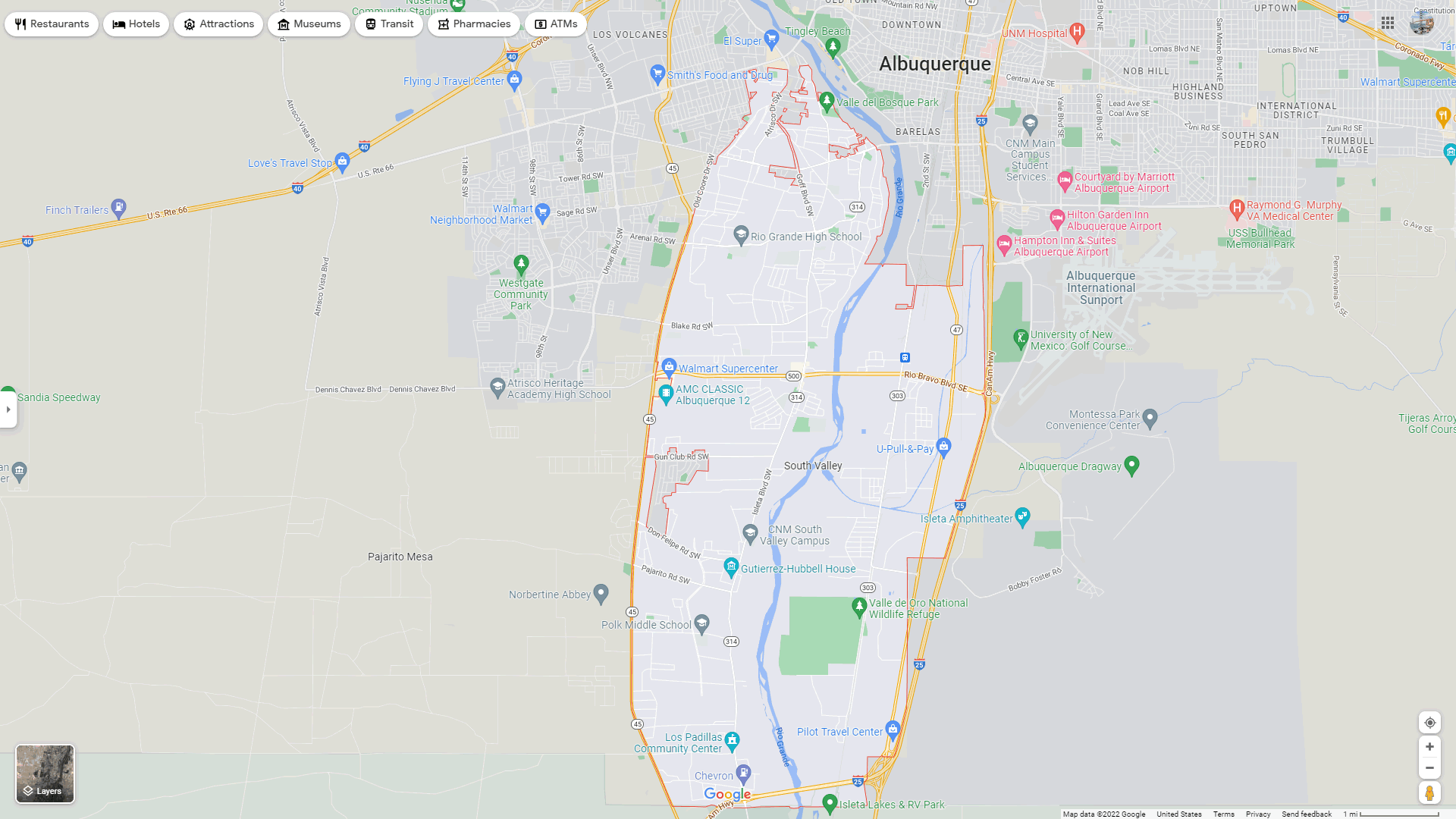 South Valley New Mexico Map - United States