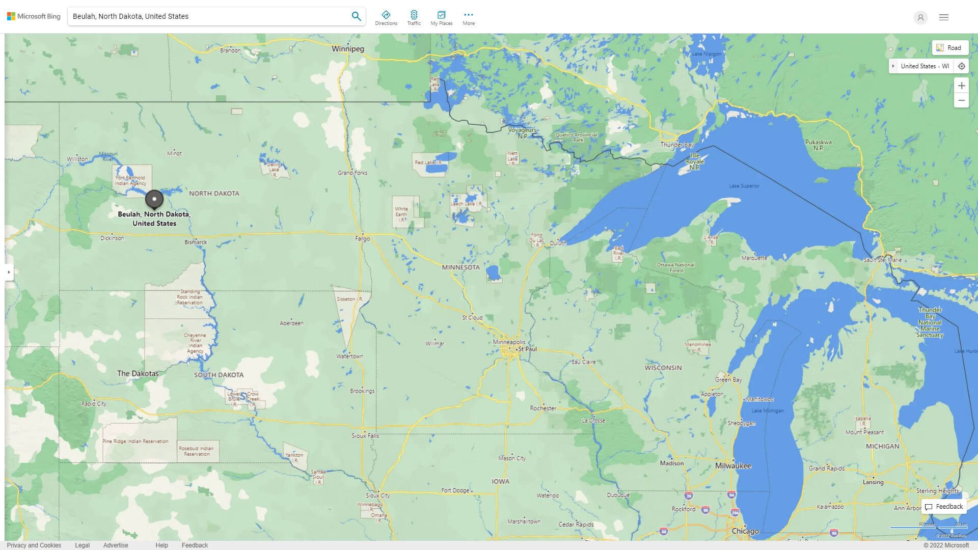 Beulah, North Dakota Map