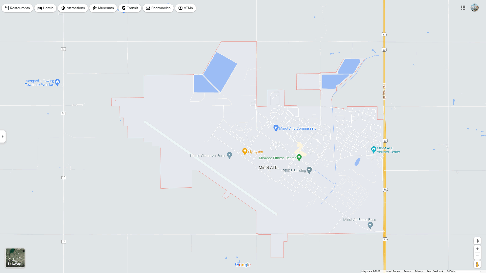 Minot AFB, North Dakota Map