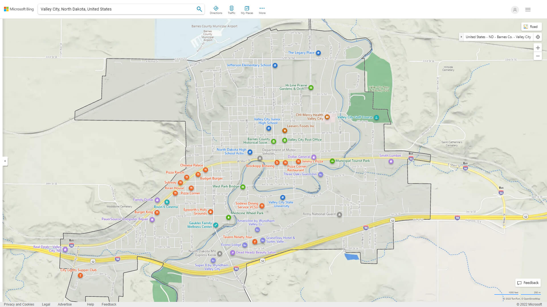 Valley City, North Dakota Map
