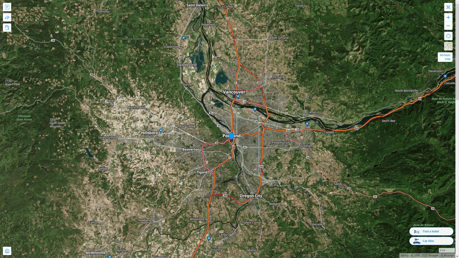 Portland, Oregon Map