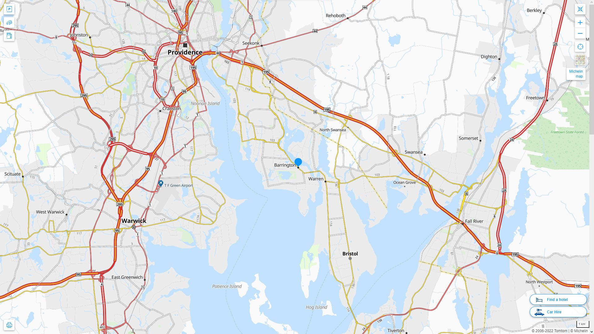Barrington Town, Rhode Island Map