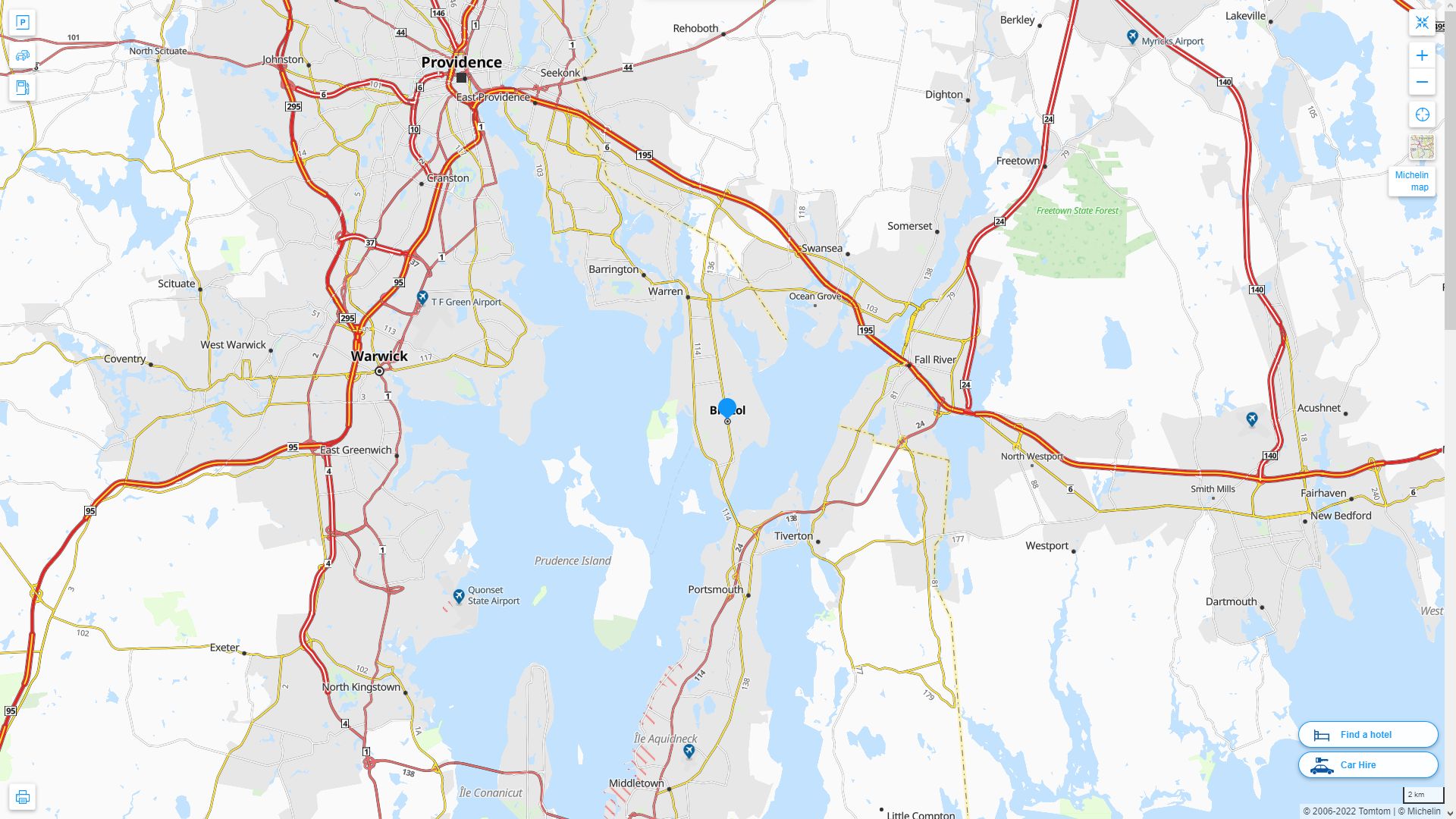 Bristol Town Rhode Island Map