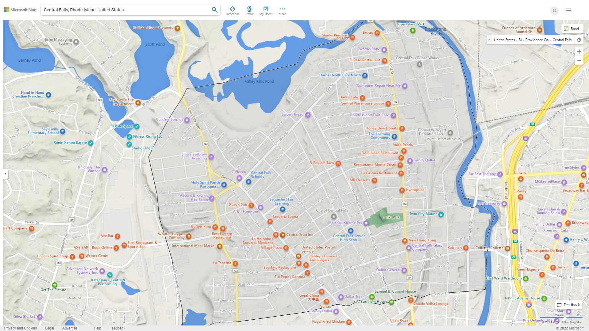 Central Falls Rhode Island Map