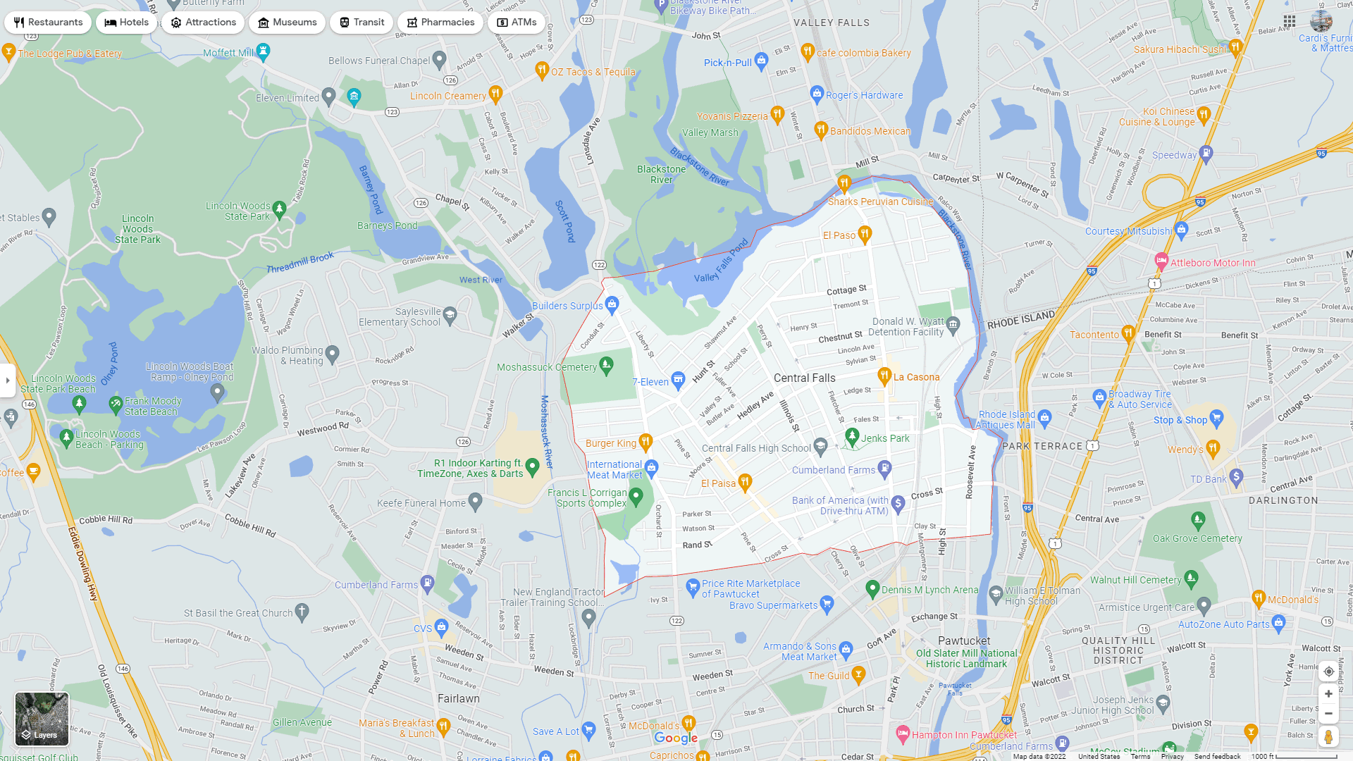 Central Falls Rhode Island Map