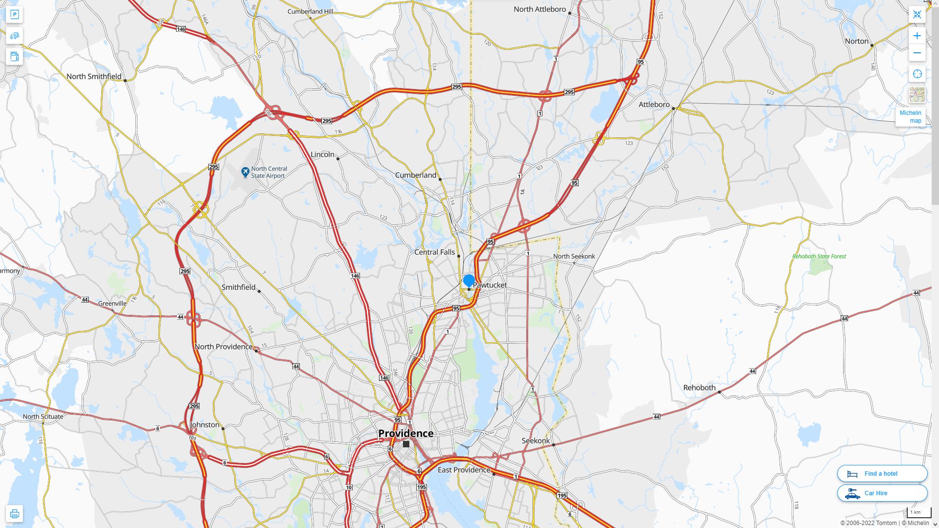 Pawtucket, Rhode Island Map
