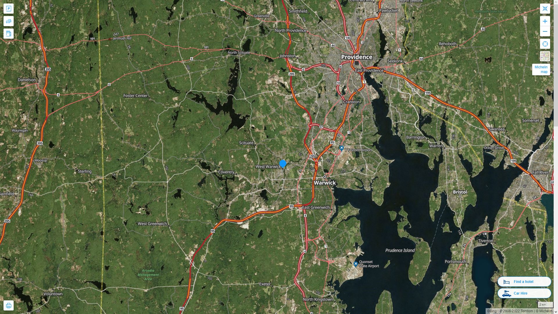 West Warwick Town, Rhode Island Map