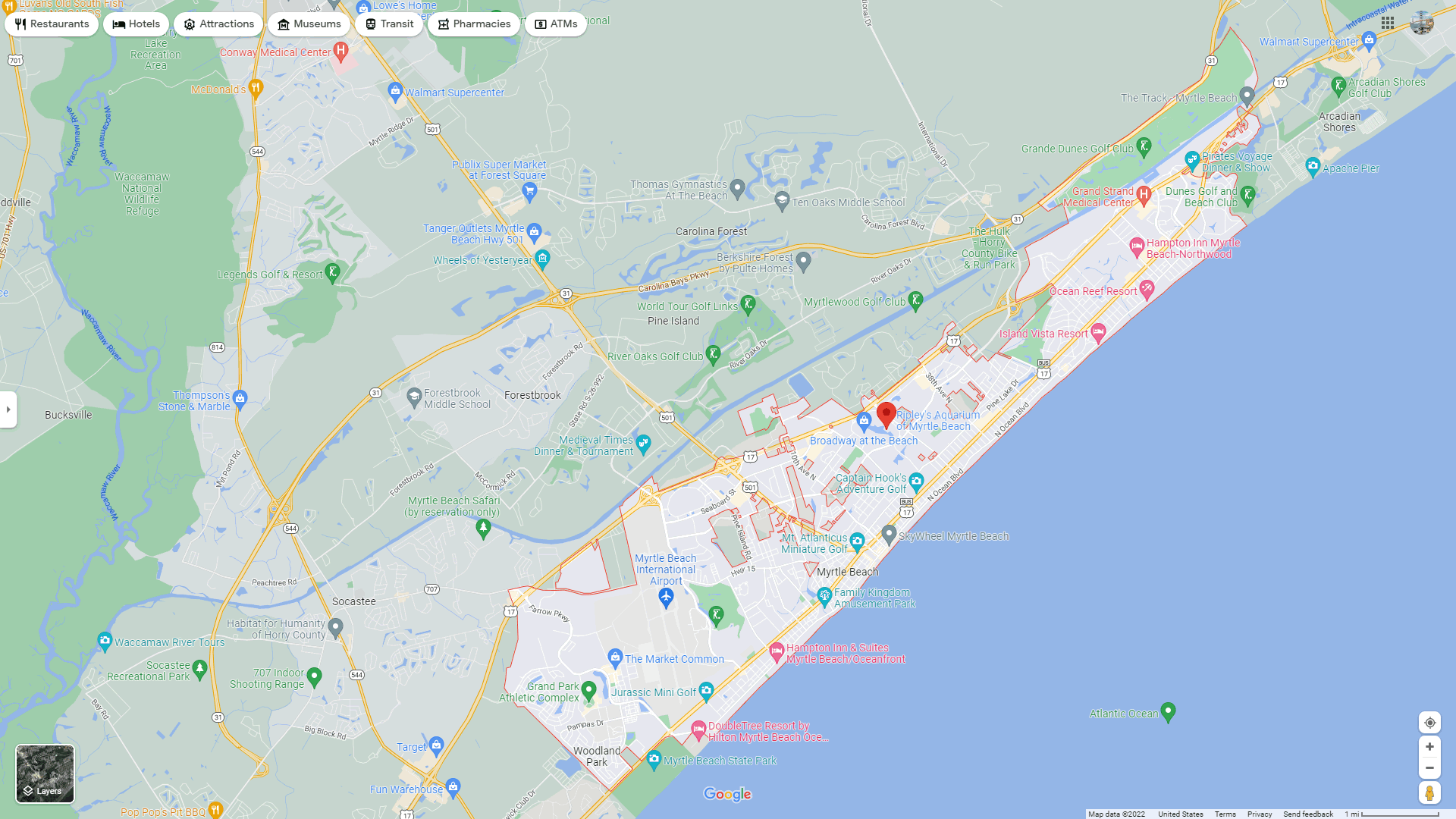 Myrtle Beach, South Carolina Map