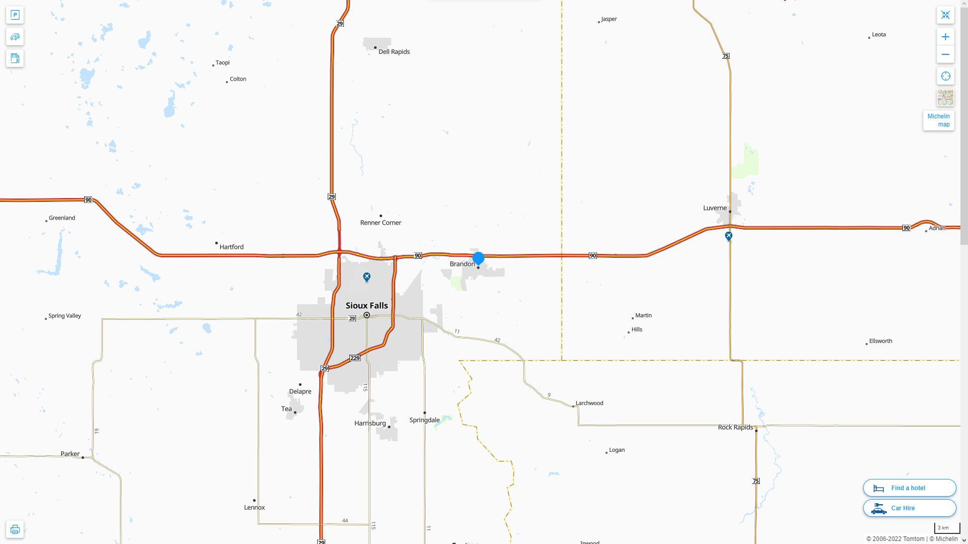 Brandon, South Dakota Map