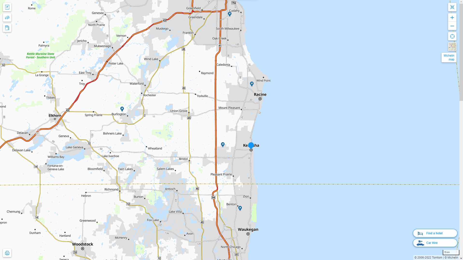 Kenosha, Wisconsin Map