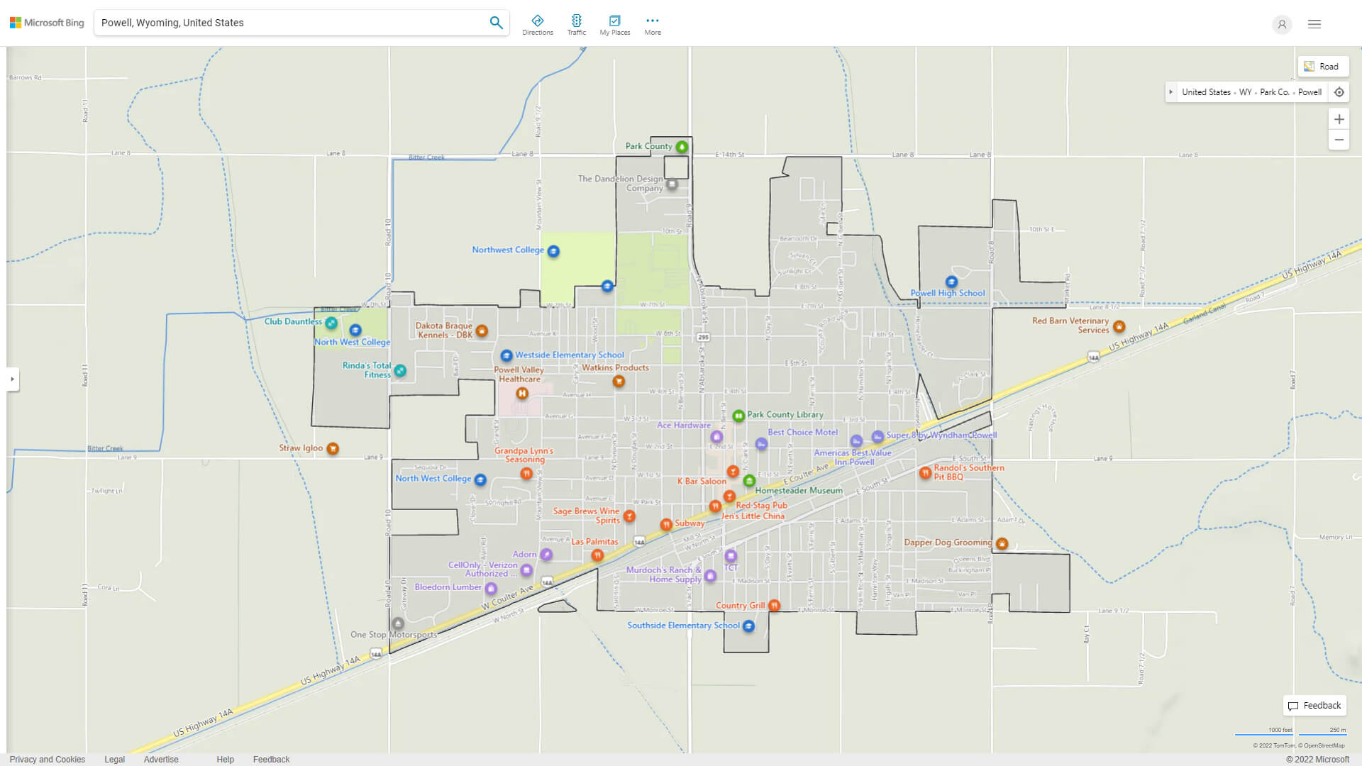 Powell, Wyoming Map